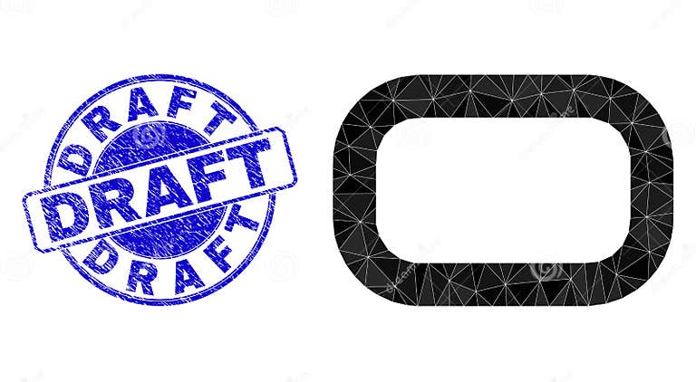 Distress Draft Round Stamp Seal and Empty Rounded Rectangle Triangle ...