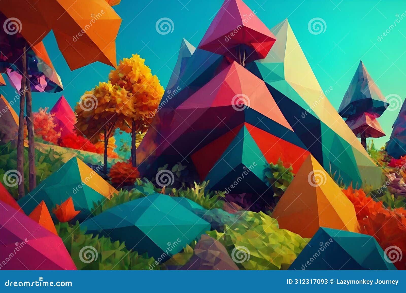 Low Poly Triangulated Saturated Colors Nature Stock Illustration ...