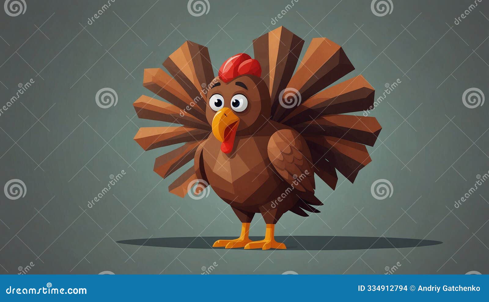 Low-Poly Turkey Sculpture with Geometric Design on Minimalistic ...