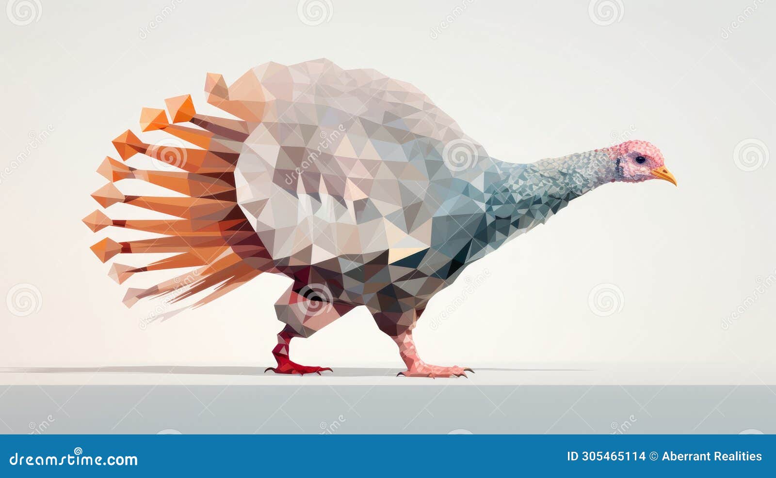 Low Poly Turkey on White Background Stock Illustration - Illustration ...