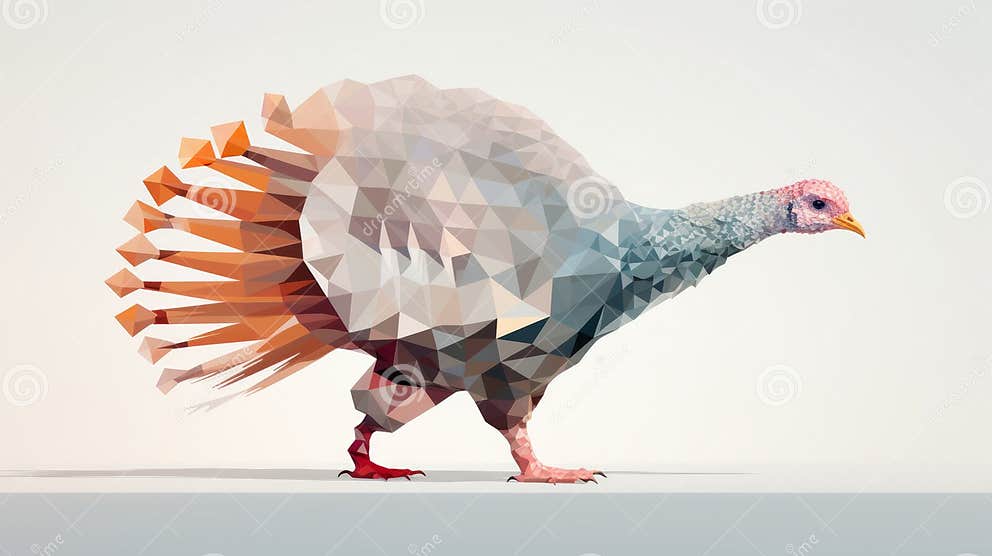 Low Poly Turkey on White Background Stock Illustration - Illustration ...