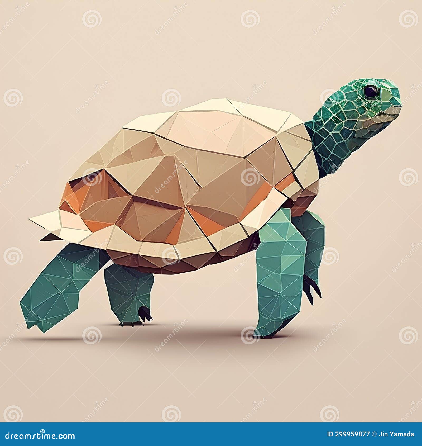 Low Poly Turtle Isolated on a White Background. Polygonal Style Stock ...