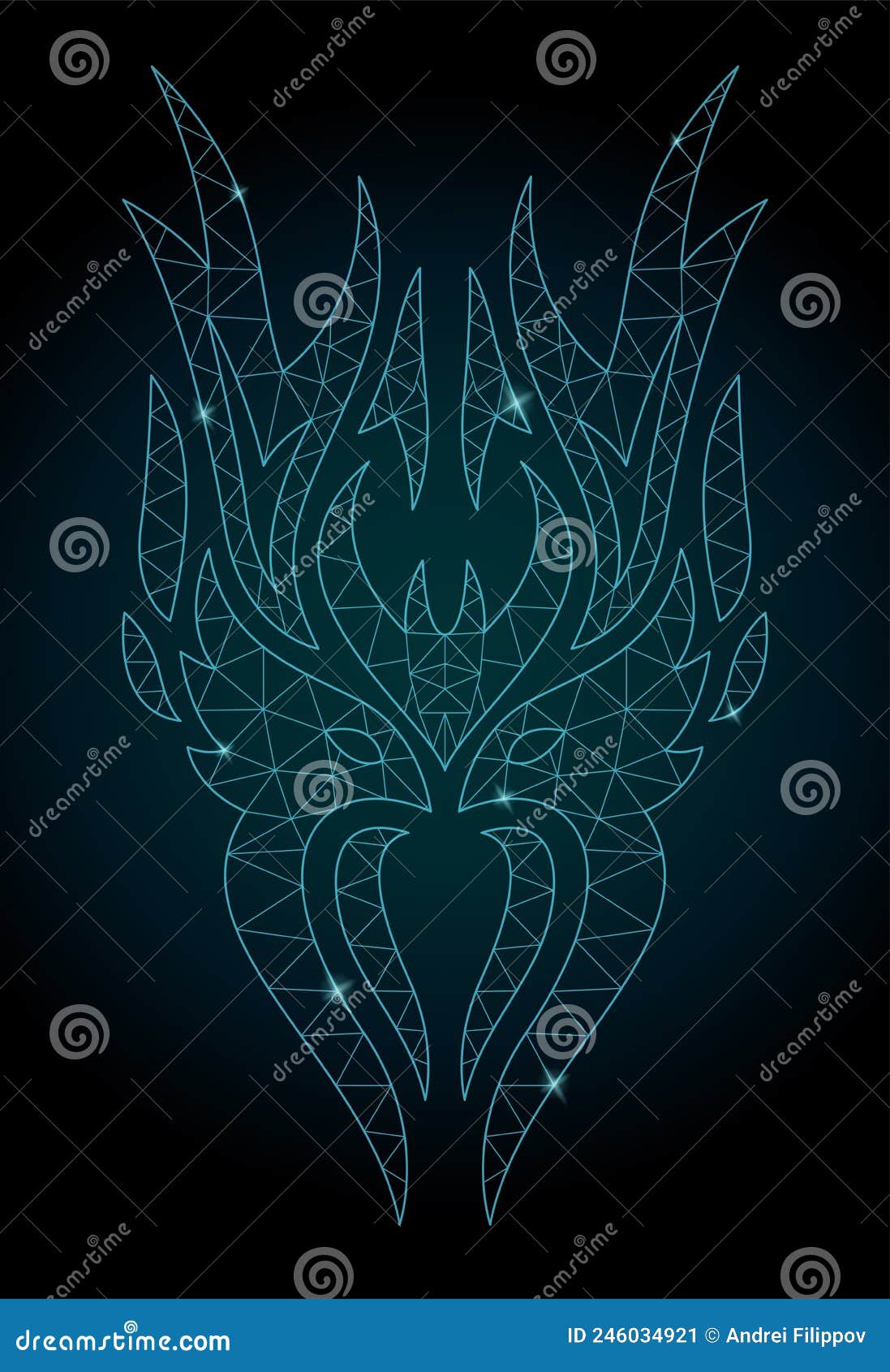 Low Poly Vector Art with Blue Shiny Mask Stock Vector - Illustration of ...