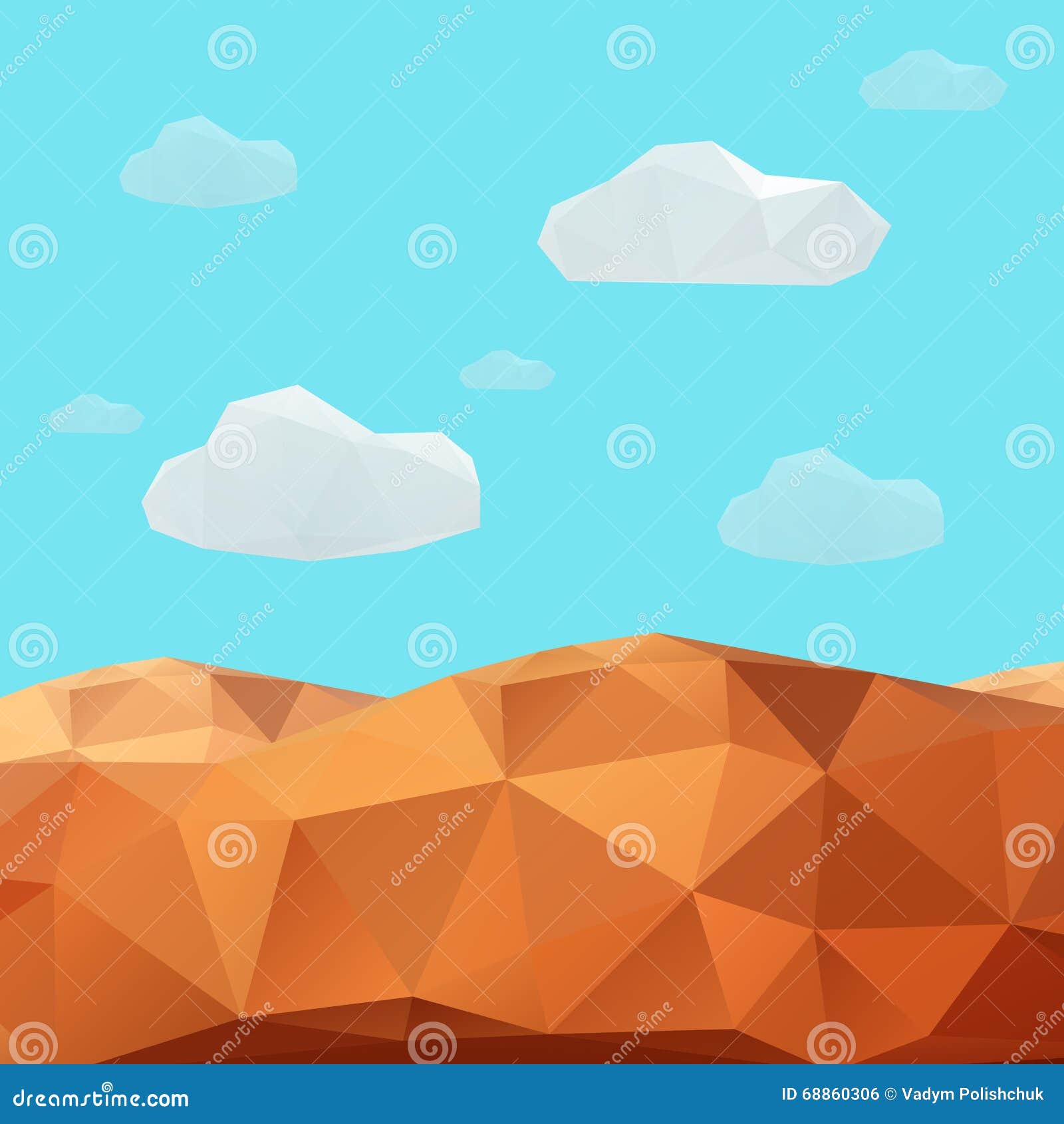 Low Poly Vector Desert Mountain Landscape Stock Vector - Illustration ...