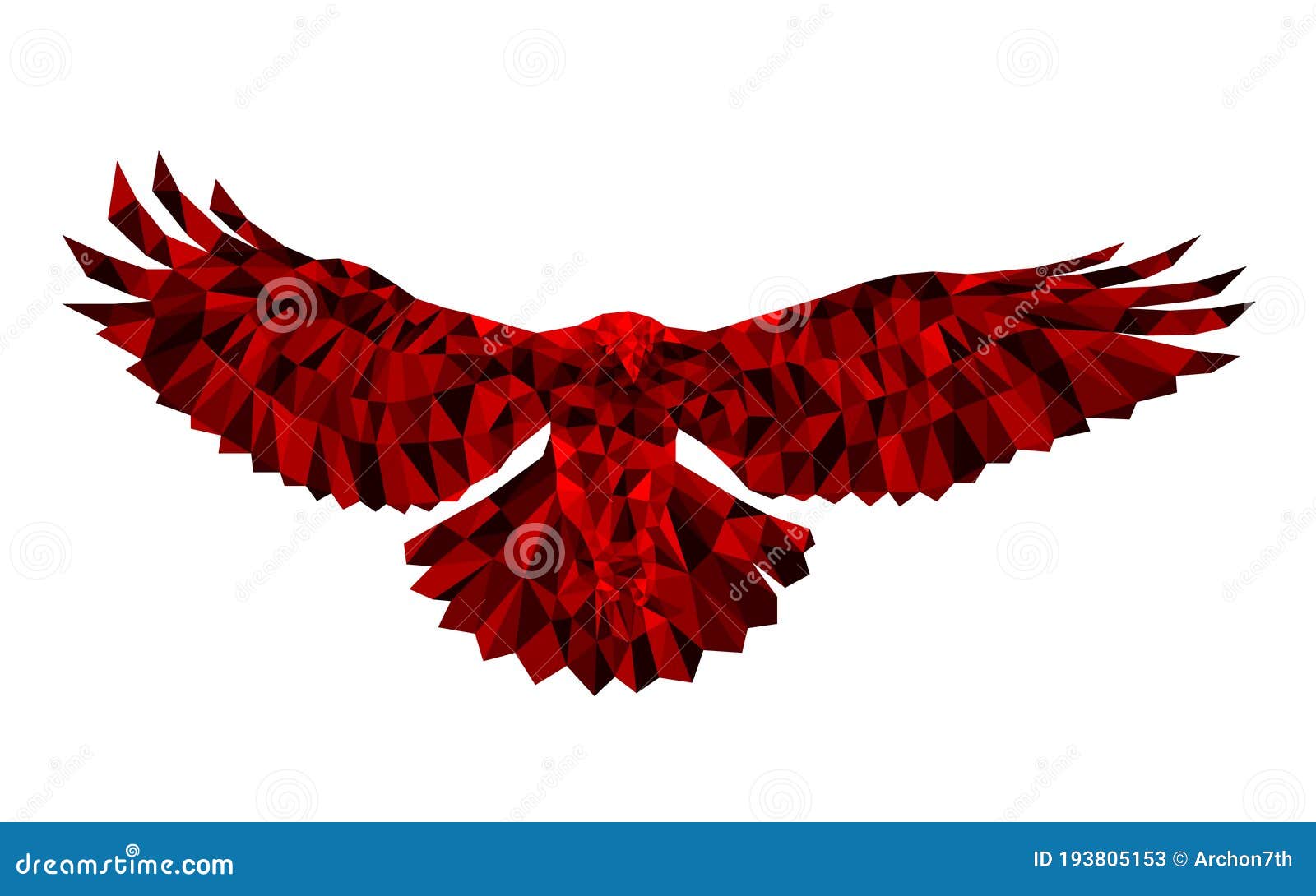 Low Poly Vector Eagle in Red Halftone Color Effect Isolated on White ...