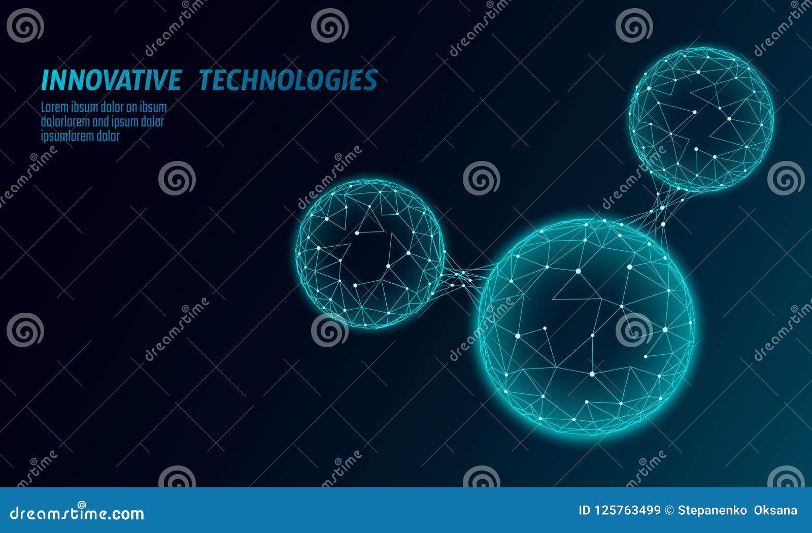 Low Poly Water Molecule Structure 3D Render Concept. Polygonal Science ...