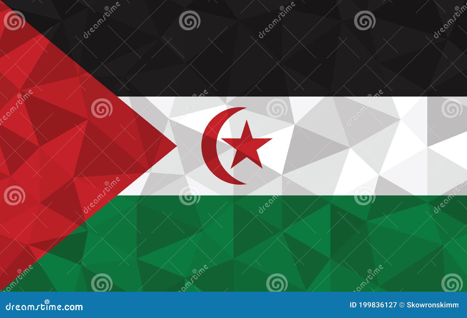 Low Poly Western Sahara Flag Vector Illustration. Triangular Saharan ...