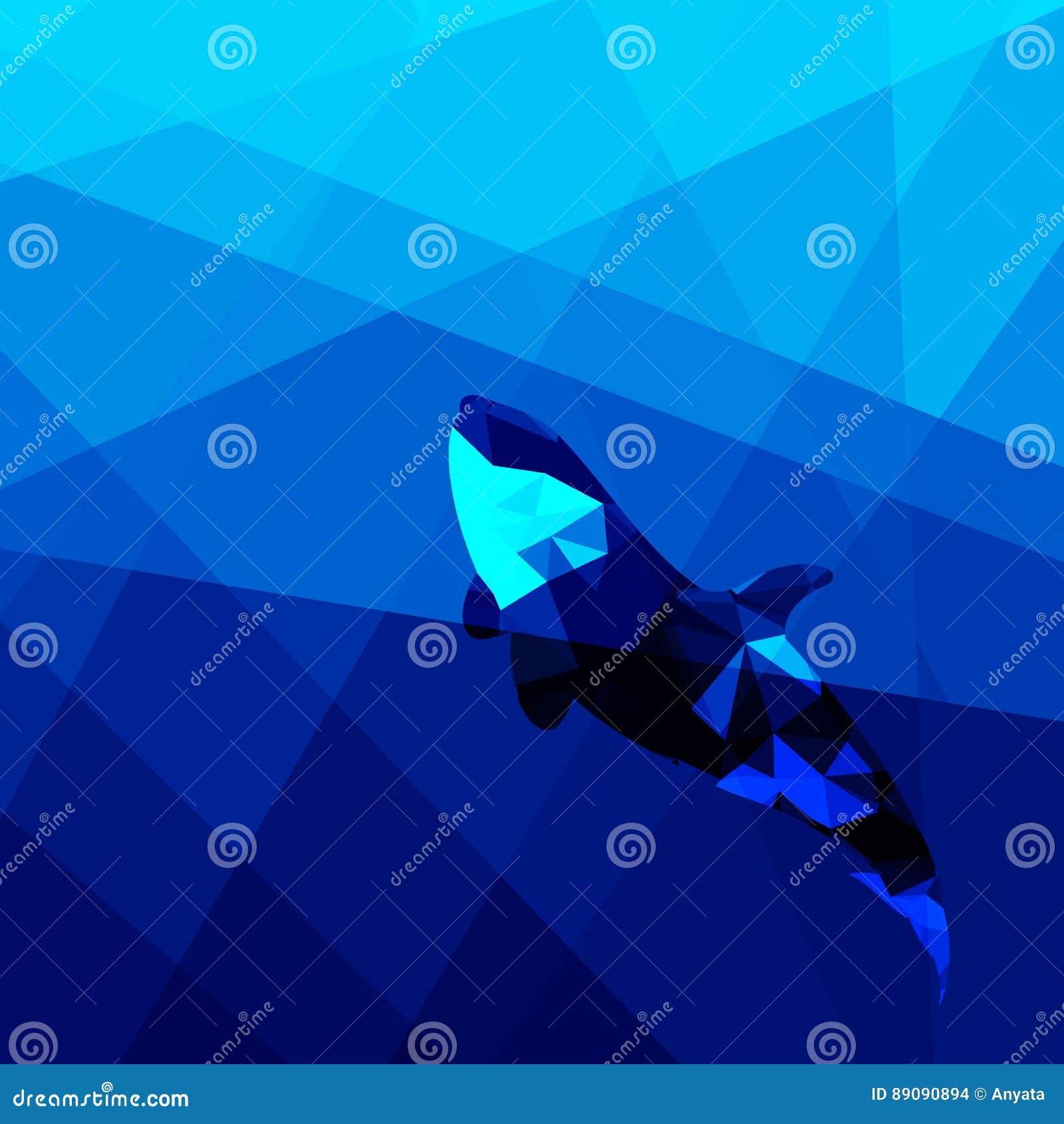 Low Poly Whale Blue on Low Poly Abstract Ocean Background Stock Vector ...