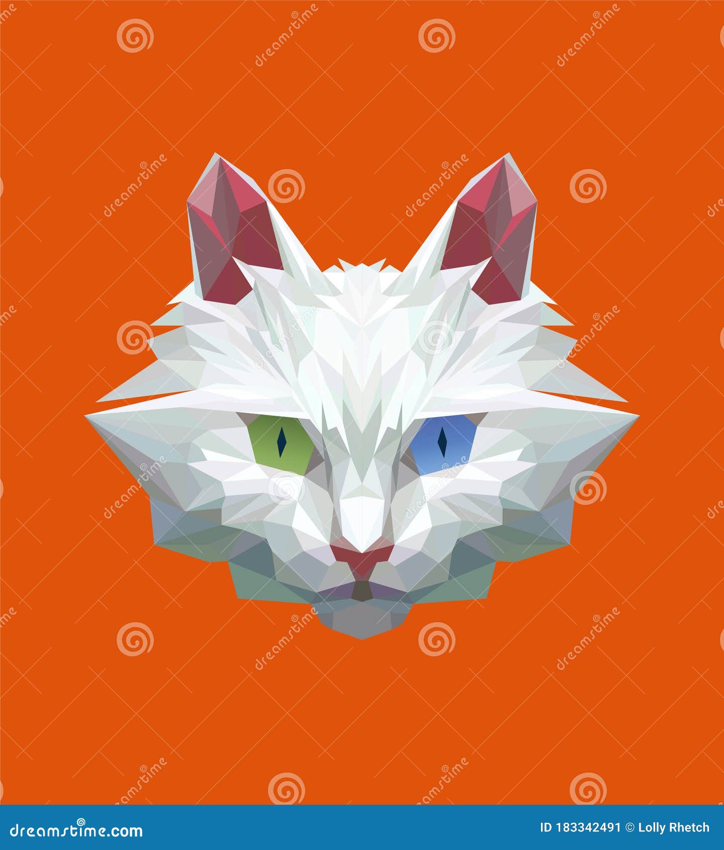 Low Poly White Cat on an Orange Background Stock Illustration ...