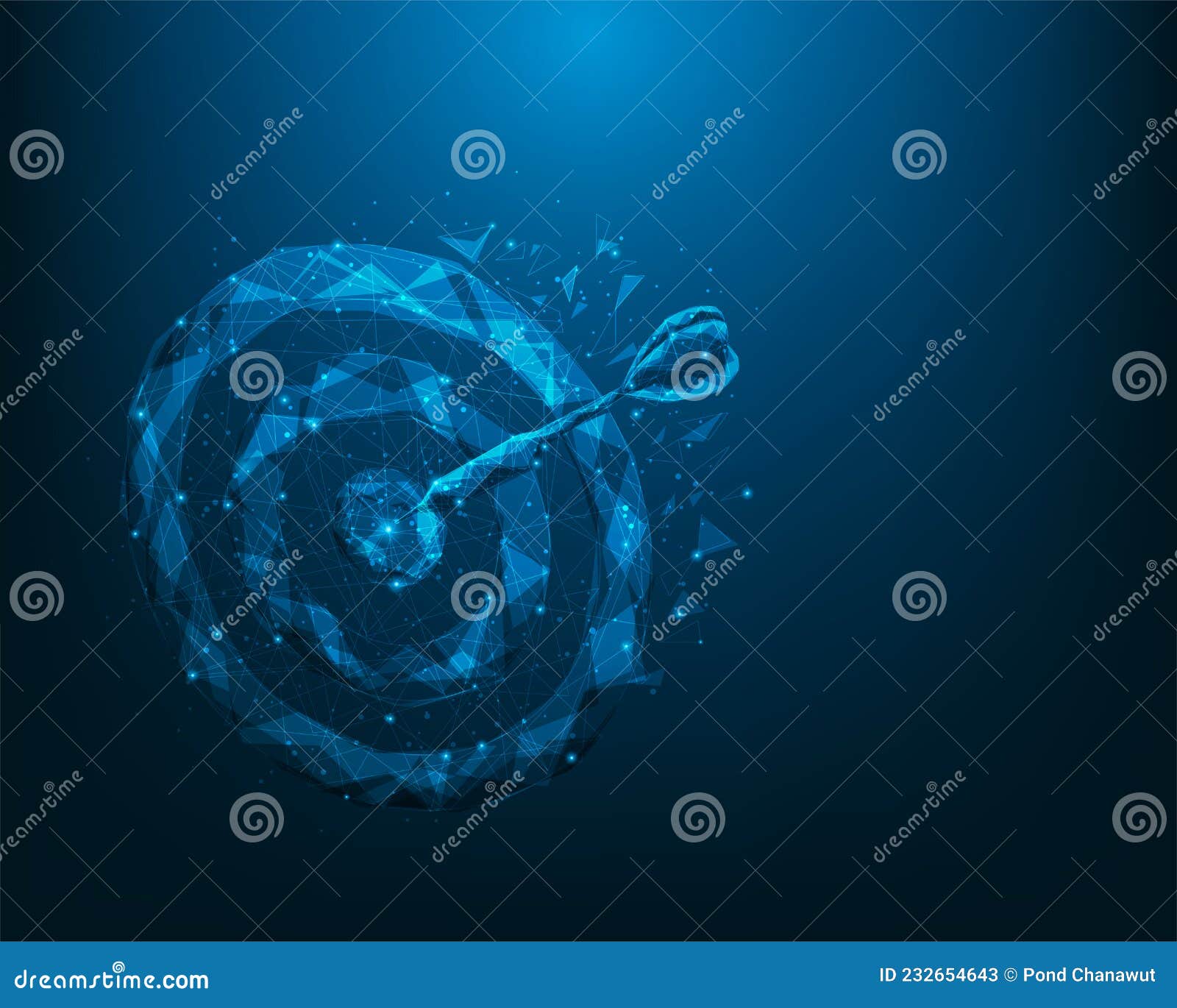 Low Poly Wireframe Arrow Hitting in the Target. Goal Consisting of ...