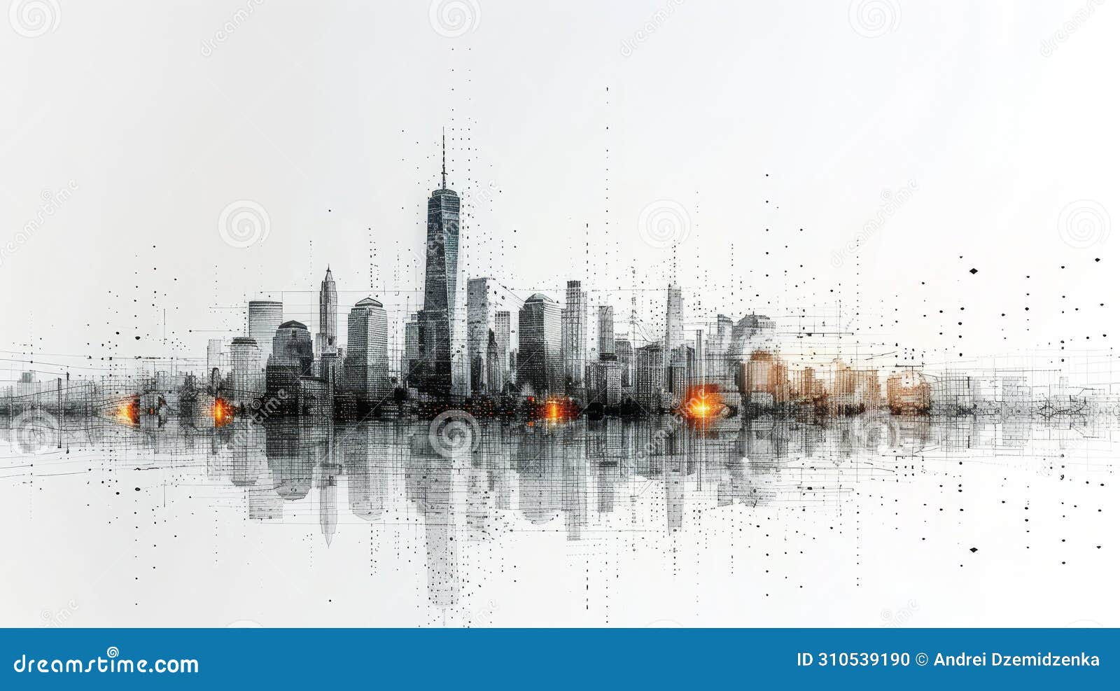 Low Poly Wireframe of a Smart City on a White Background. Abstract or ...