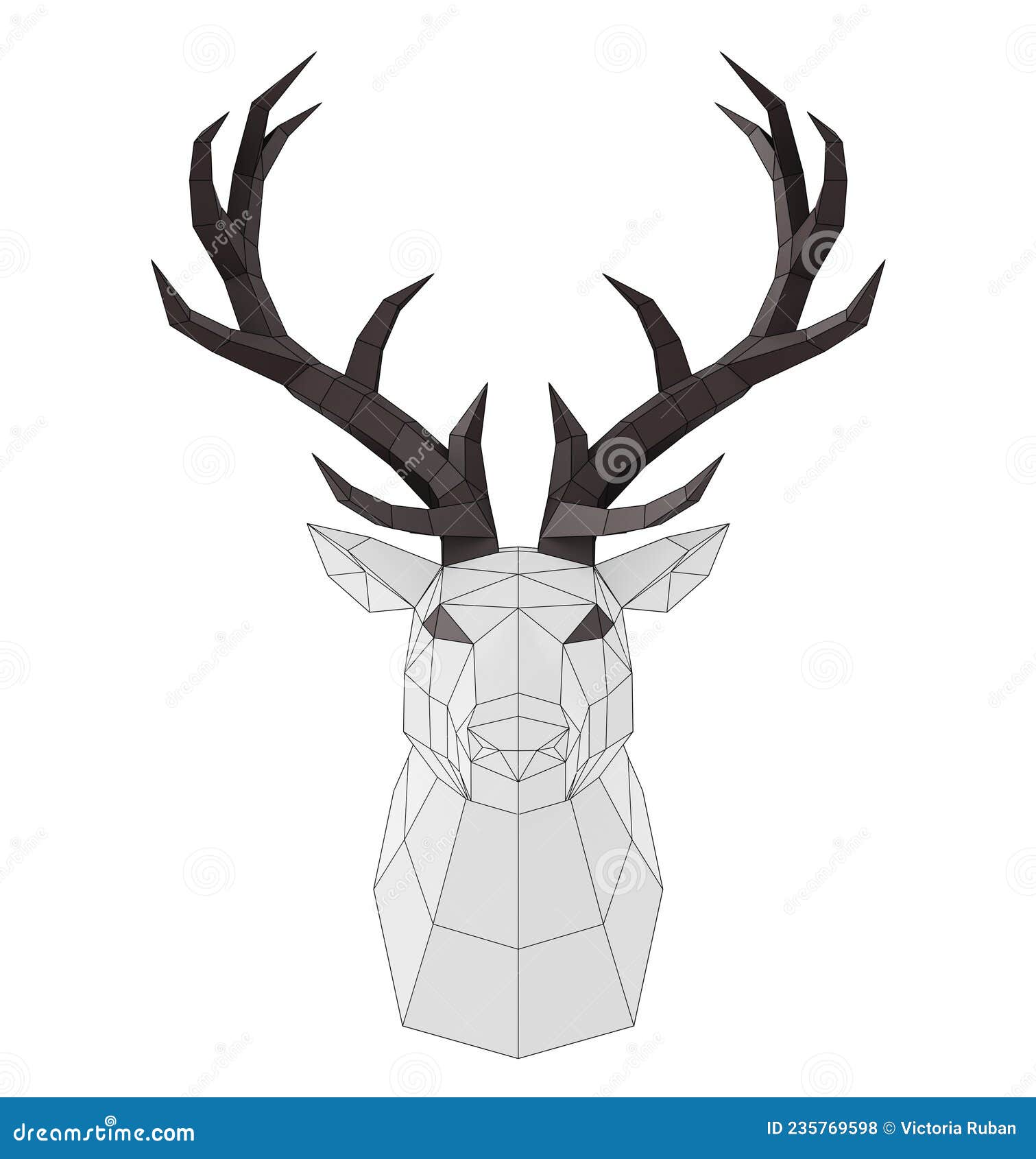 Low Poly Wireframe Stag, Deer Stock Photo - Illustration of isolated ...