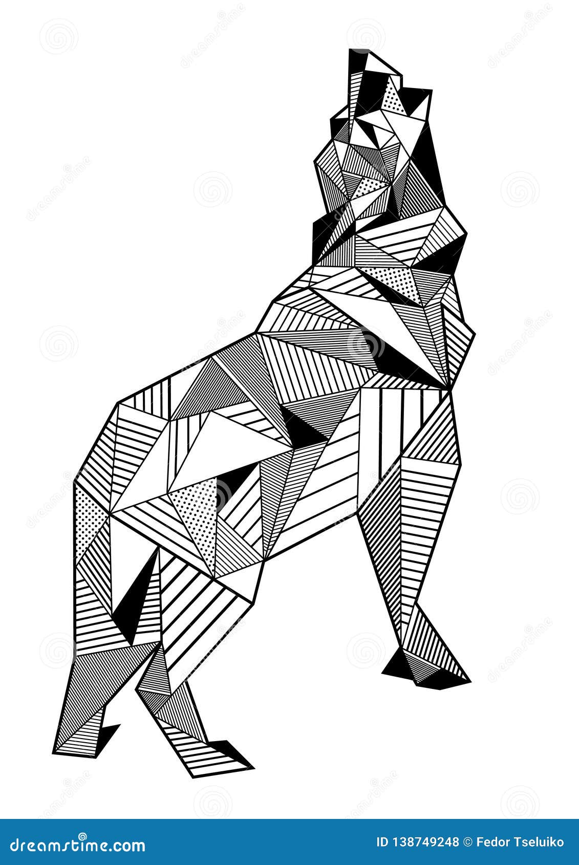 Low poly wolf drawing. stock vector. Illustration of texture - 138749248