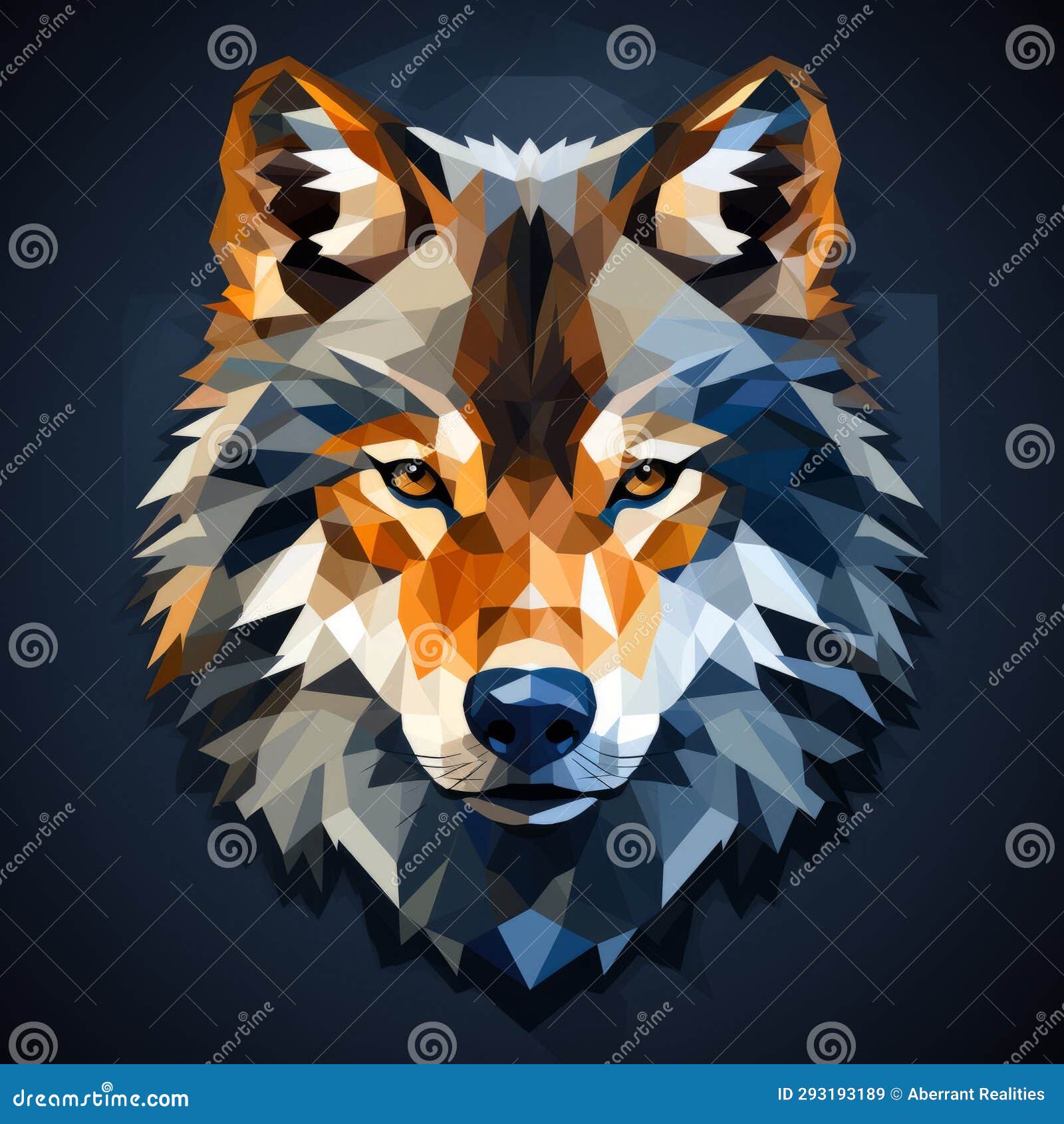 Low Poly Wolf Head on Dark Background Stock Illustration - Illustration ...