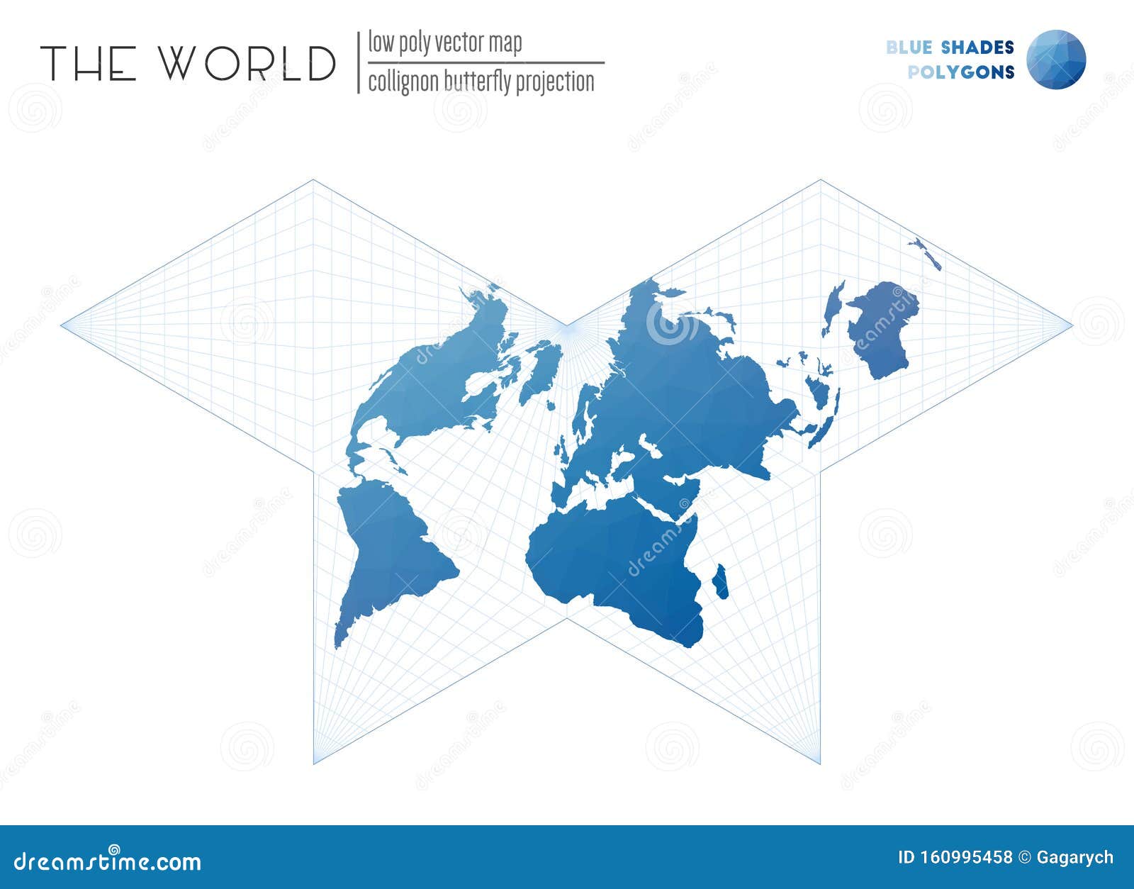 Low poly world map. stock vector. Illustration of landmark - 160995458