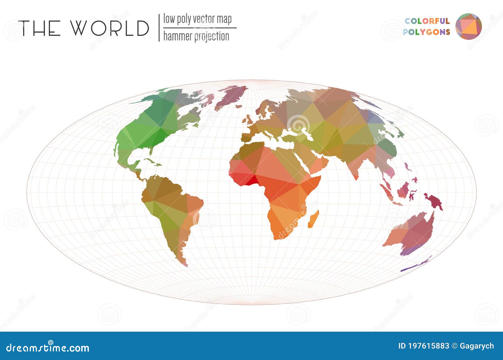 Low poly world map. stock vector. Illustration of shape - 197615883