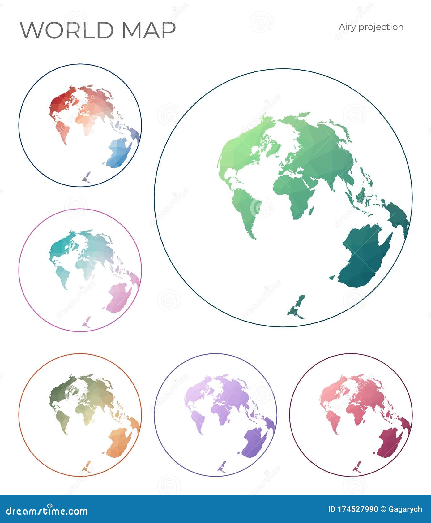 Low Poly World Map Set. stock vector. Illustration of abstract - 174527990