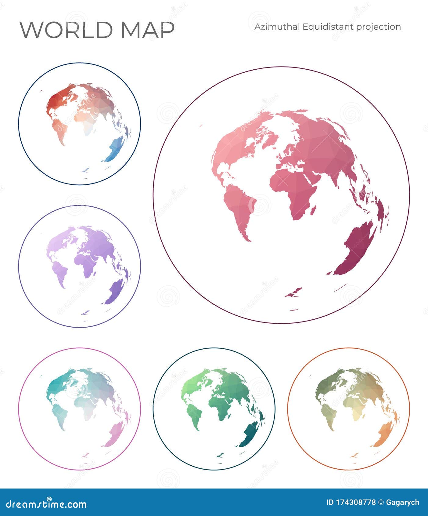 Low Poly World Map Set. stock vector. Illustration of international ...