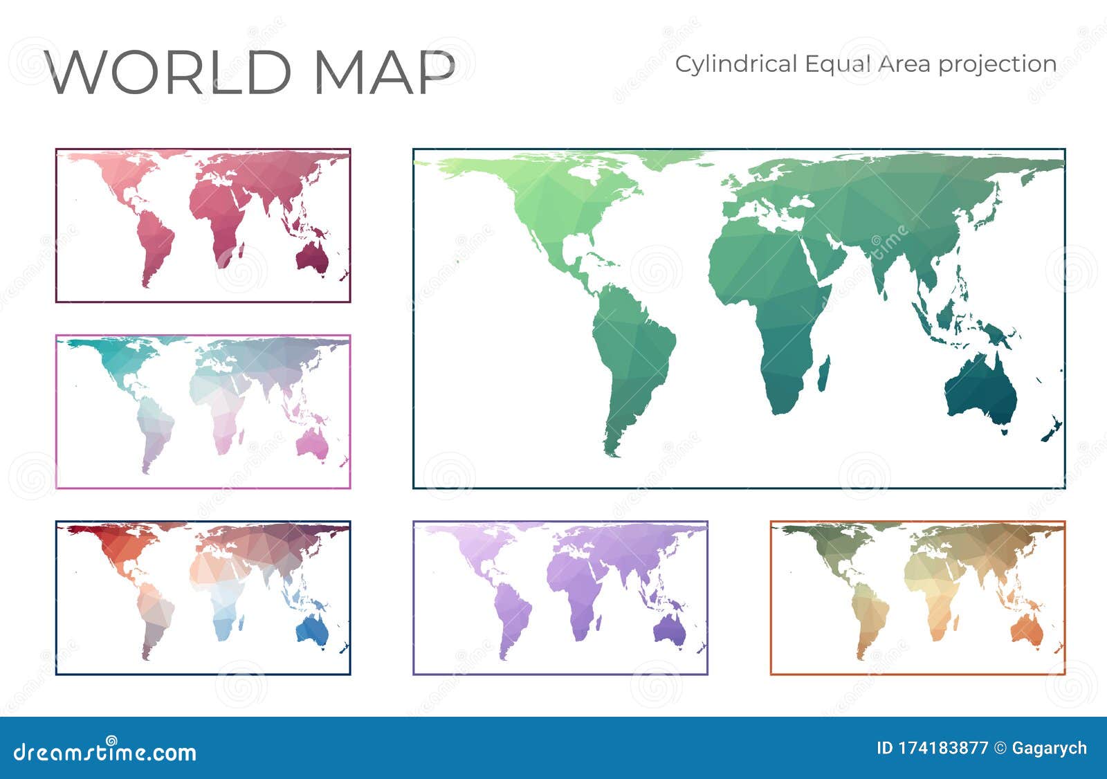 Low Poly World Map Set. stock vector. Illustration of country - 174183877