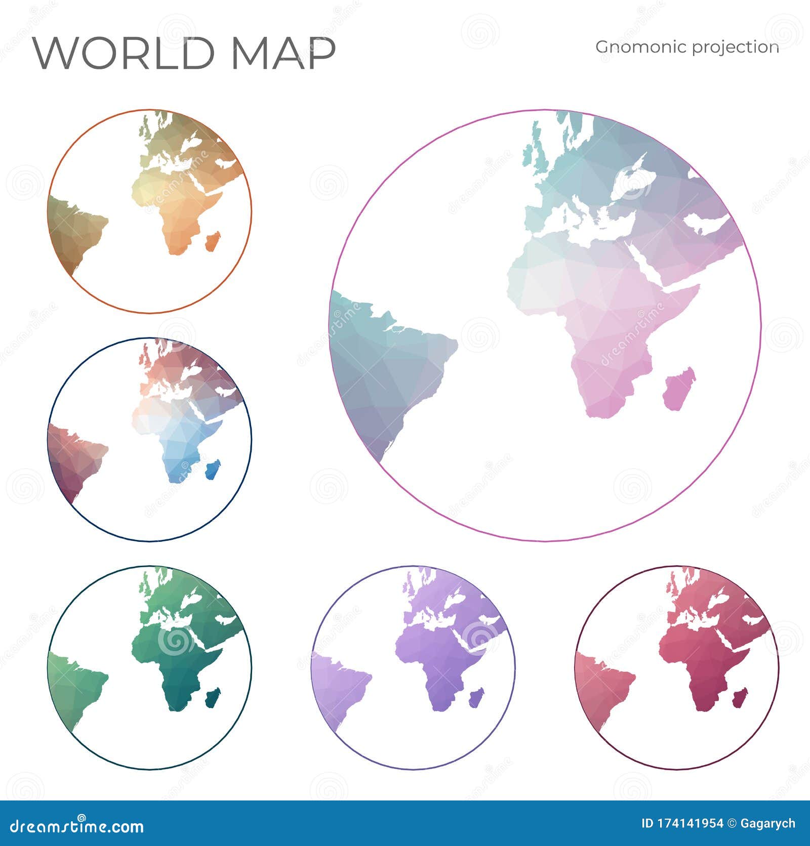 Low Poly World Map Set. stock vector. Illustration of journey - 174141954