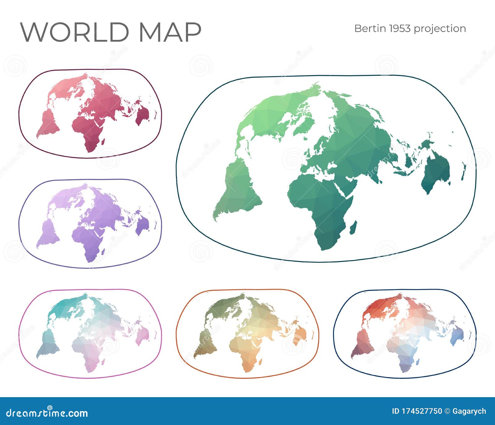 Low Poly World Map Set. stock vector. Illustration of geometric - 174527750