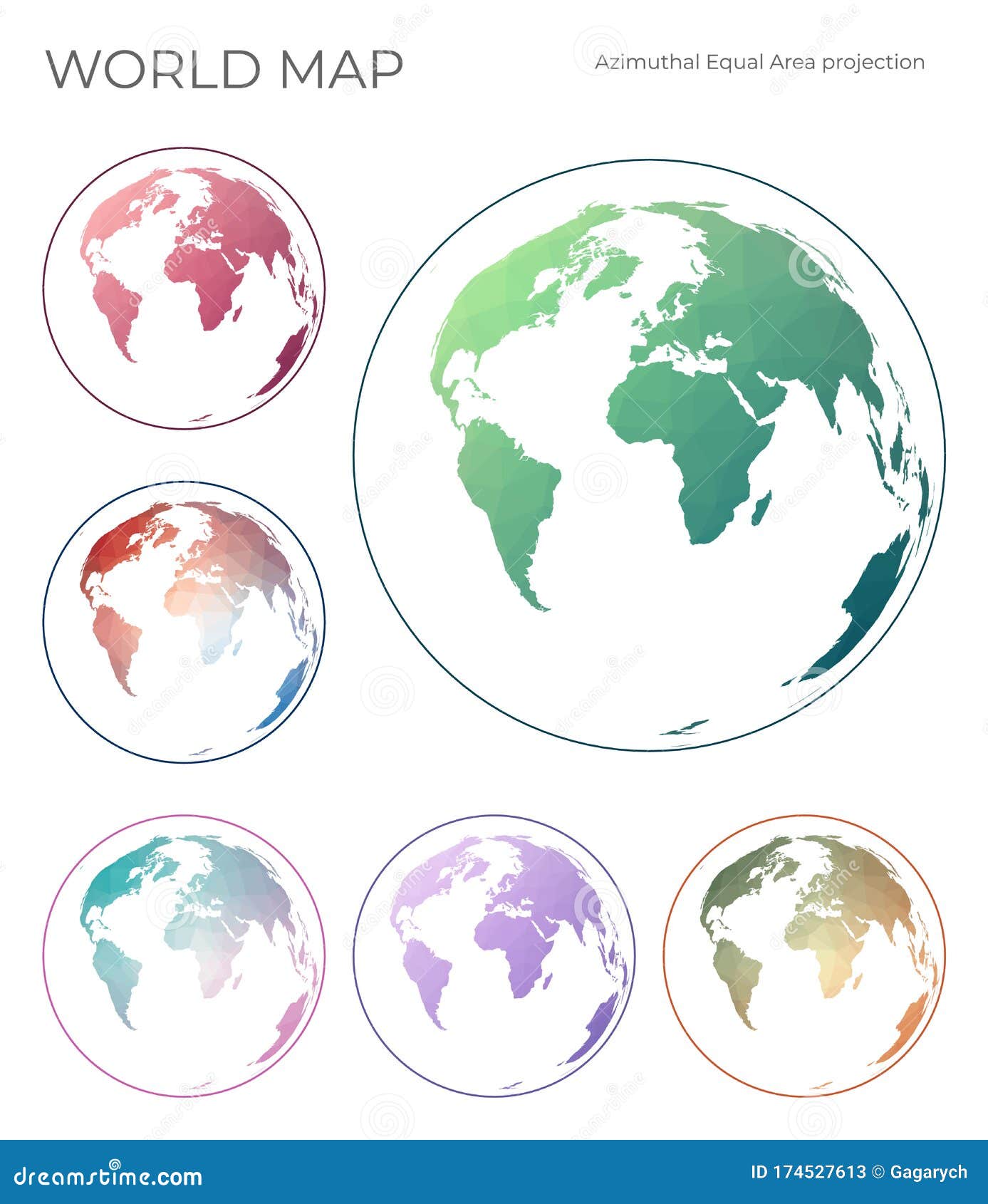 Low Poly World Map Set. stock vector. Illustration of cartography ...