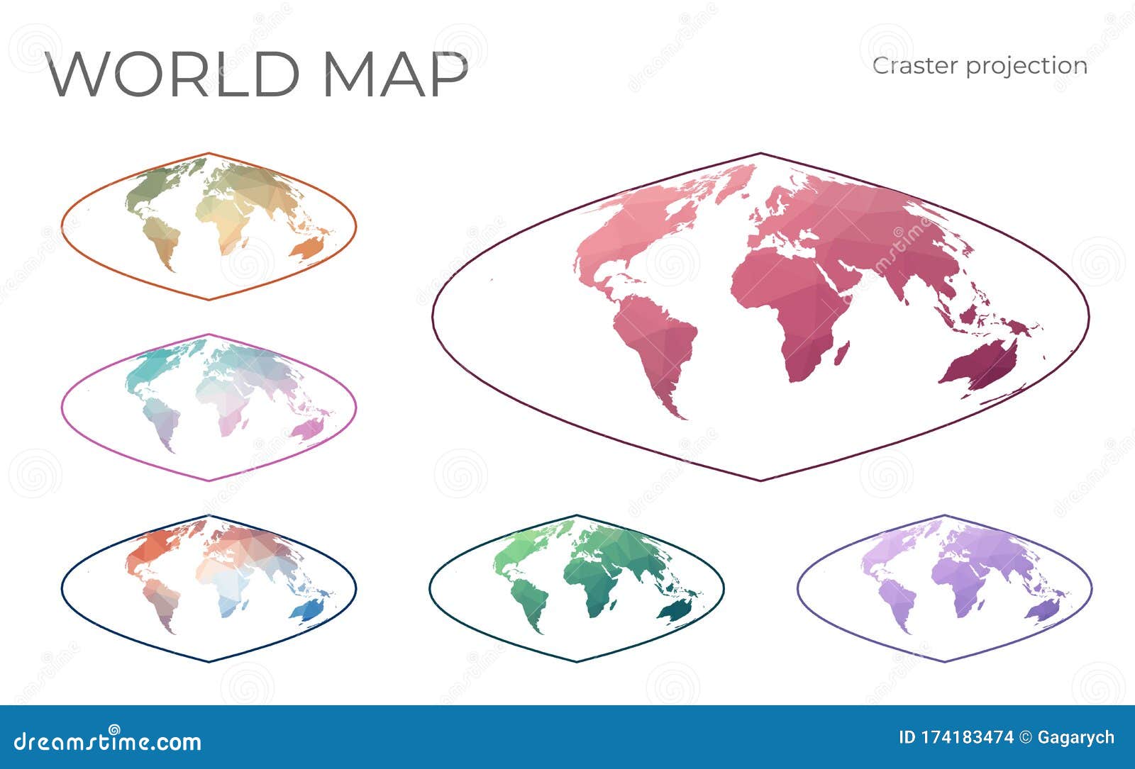 Low Poly World Map Set. stock vector. Illustration of cyber - 174183474