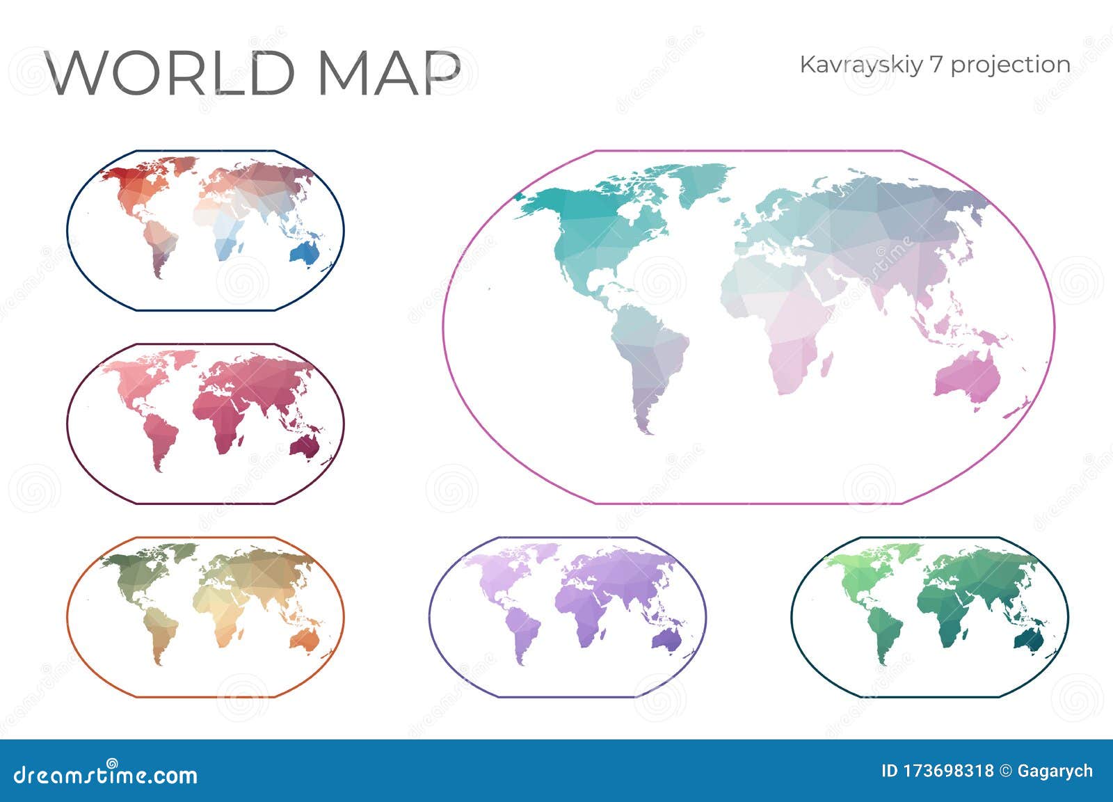 Low Poly World Map Set. stock vector. Illustration of background ...