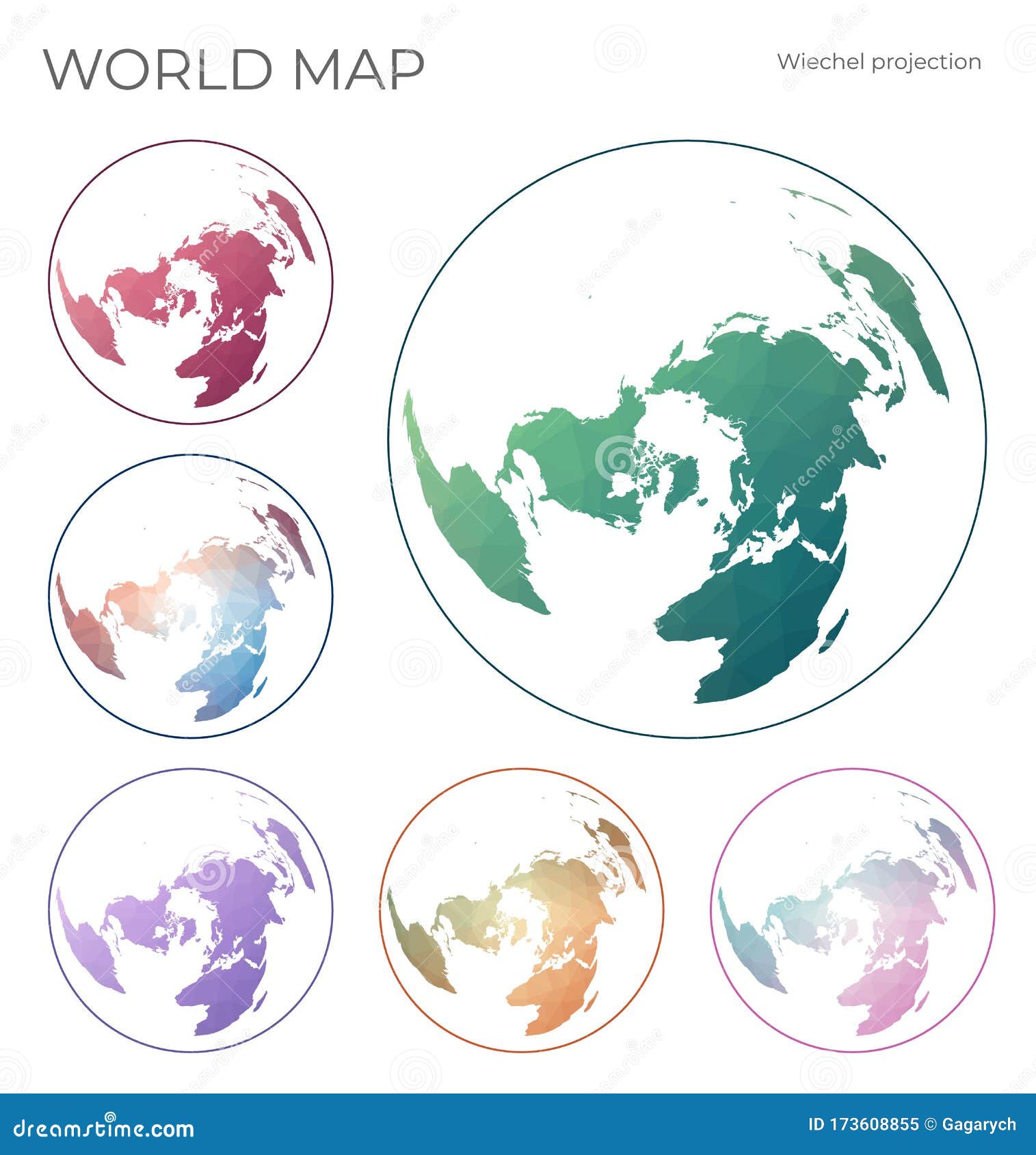 Low Poly World Map Set. Vector Illustration | CartoonDealer.com #173698318