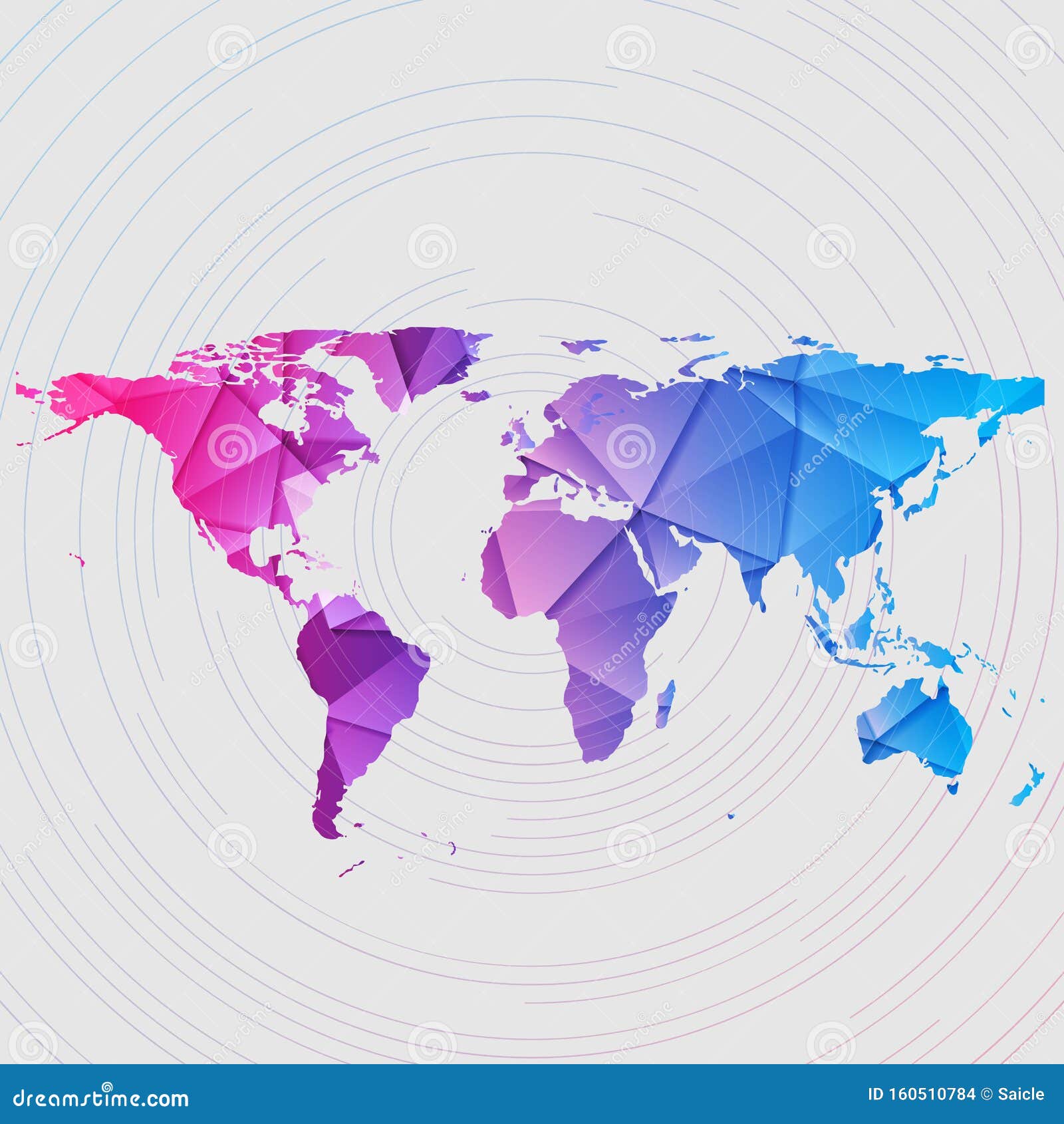 Low Poly World Map with Thin Round Lines Tech Background Stock Vector ...