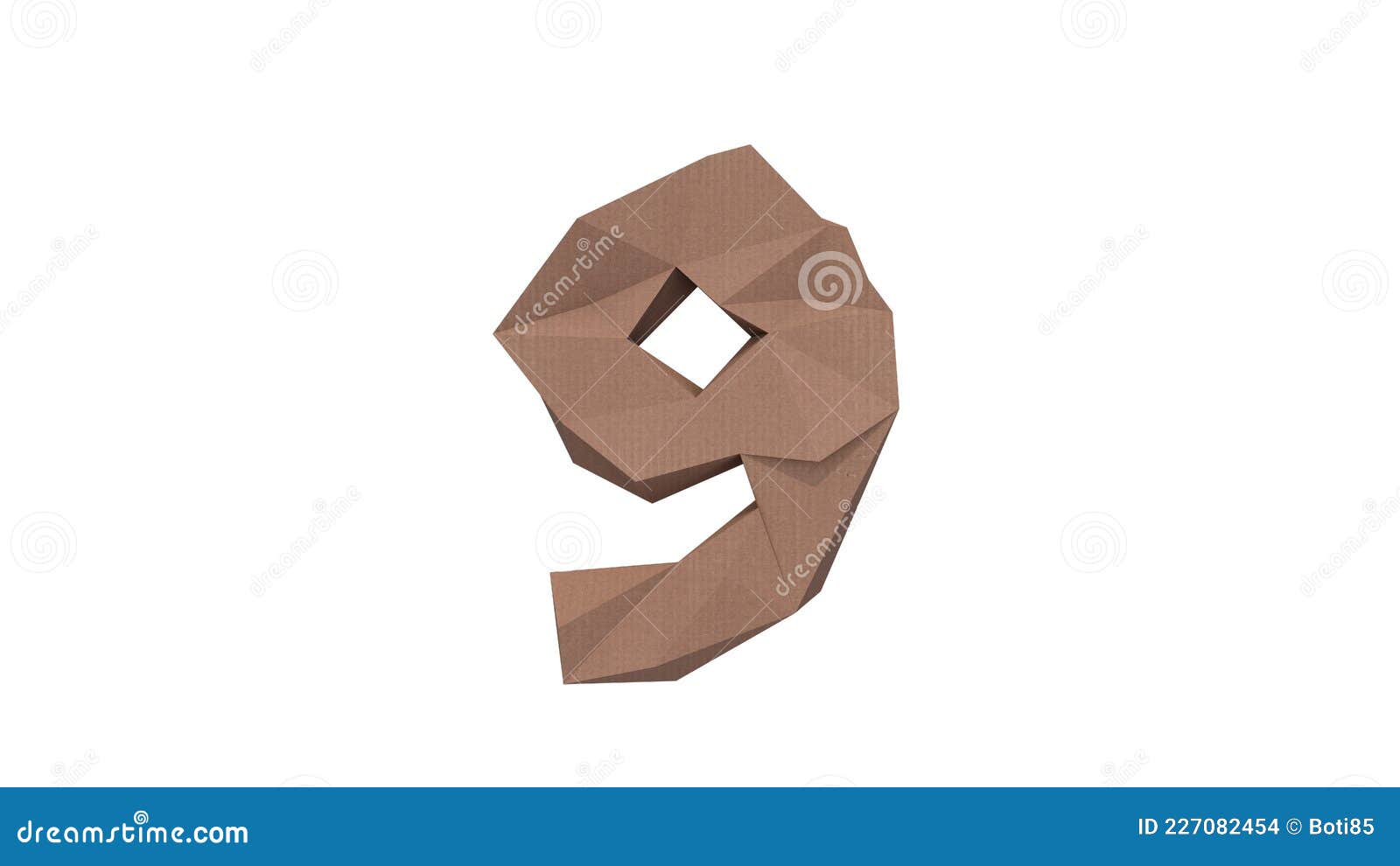 Low Polygon Cardboard Typeface Text 9 Stock Illustration - Illustration ...