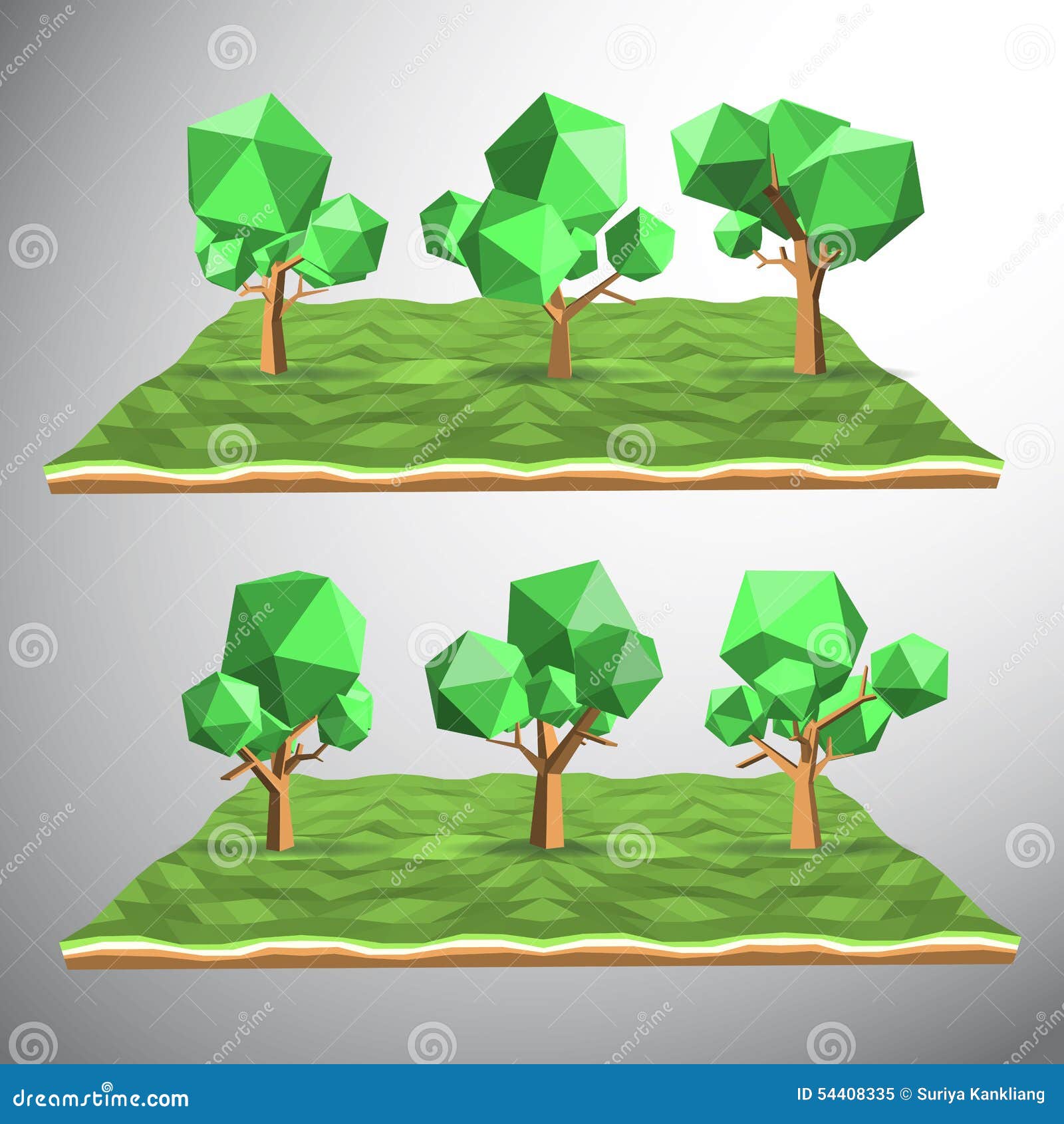 Low Polygon 3D Tree on Land Stock Illustration - Illustration of ...