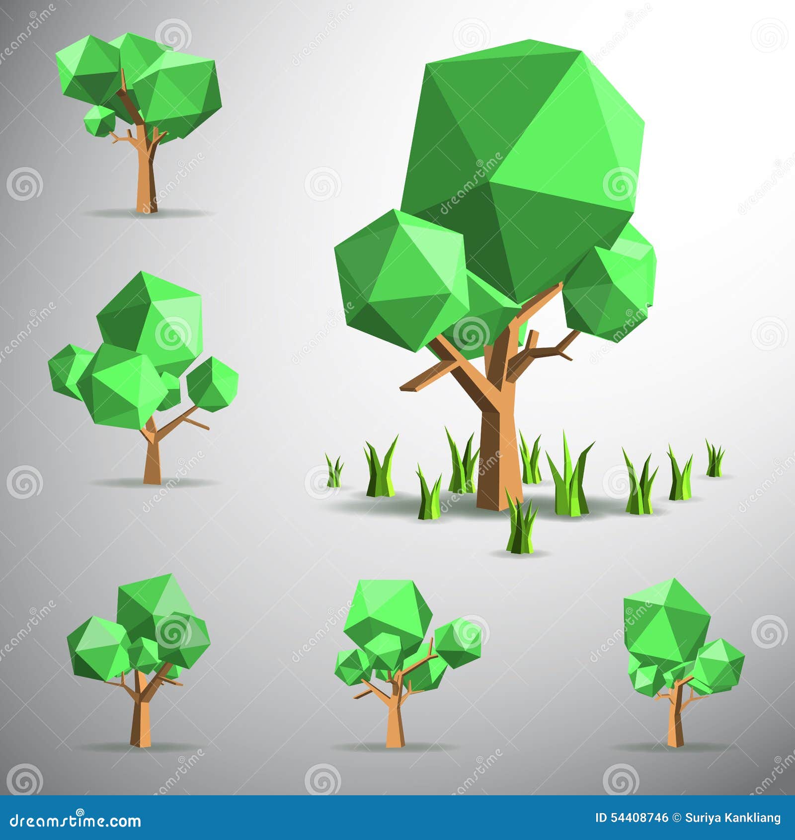 Low Polygon 3D Tree on Land Stock Illustration - Illustration of summer ...