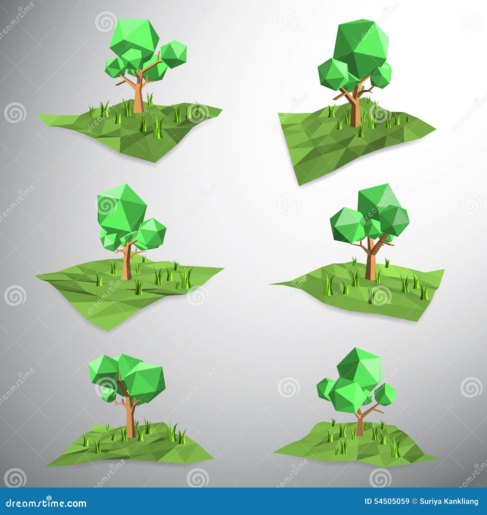 Low Polygon 3D Tree on Land Stock Illustration - Illustration of ...