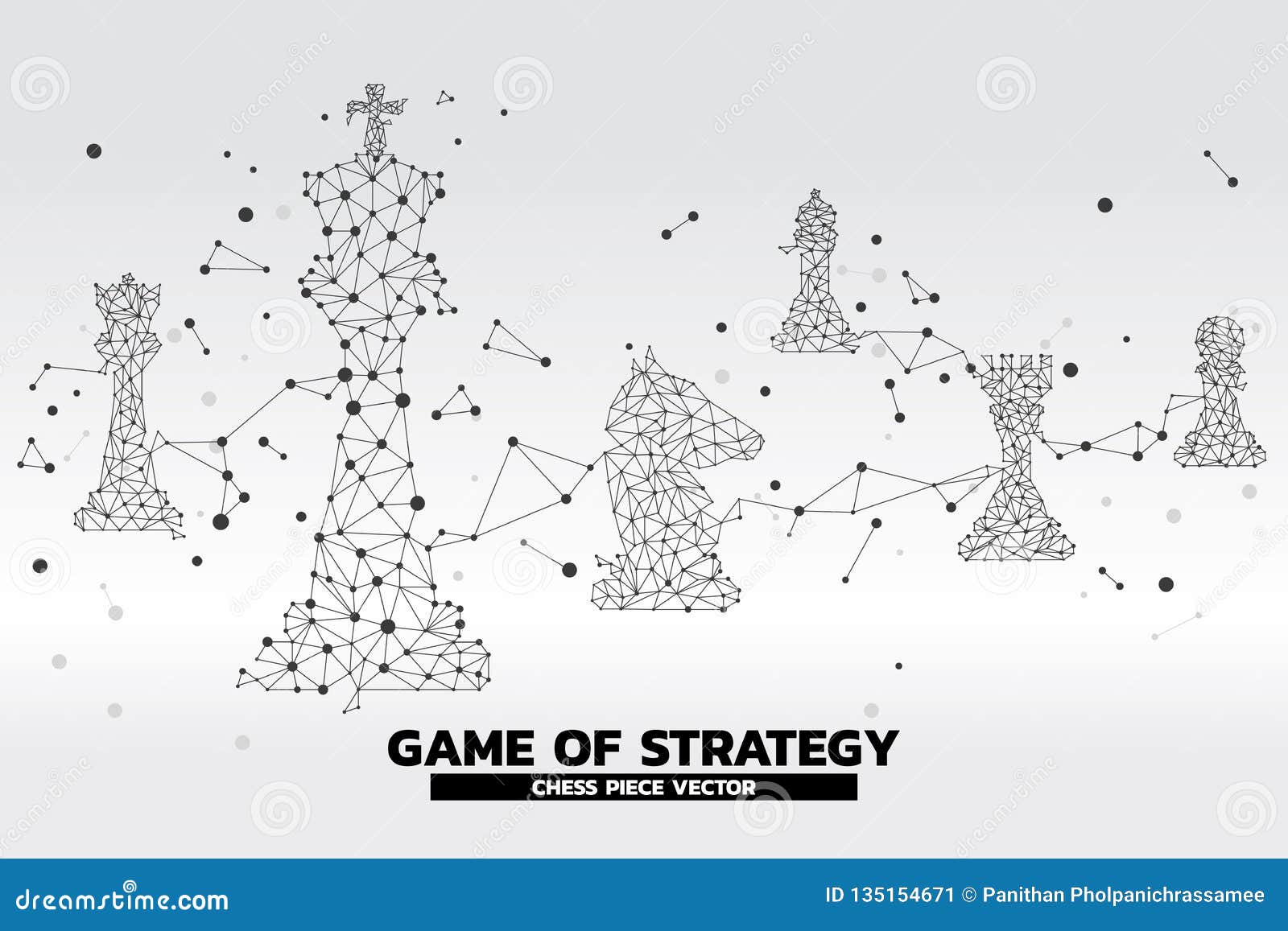 Low Polygon Dot Connected Line of Chess Piece Vector. Stock ...