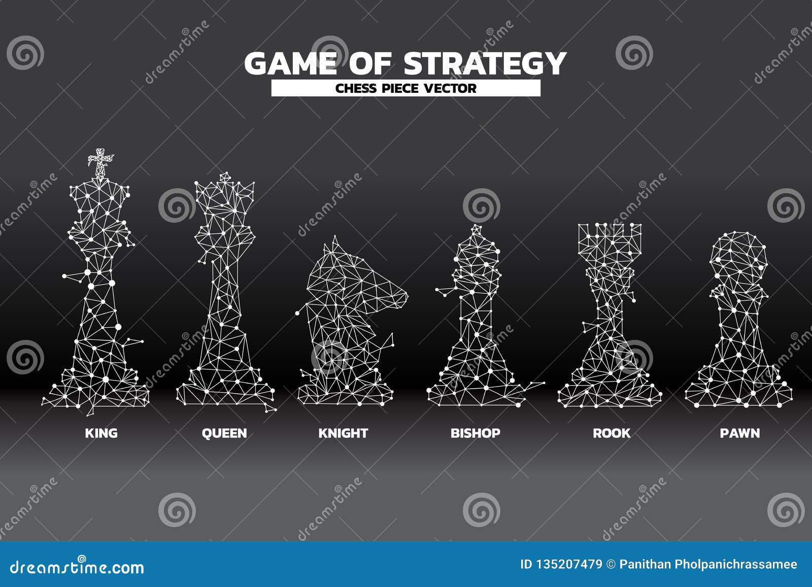 Low Polygon Dot Connected Line of Chess Piece Vector. Stock Vector ...