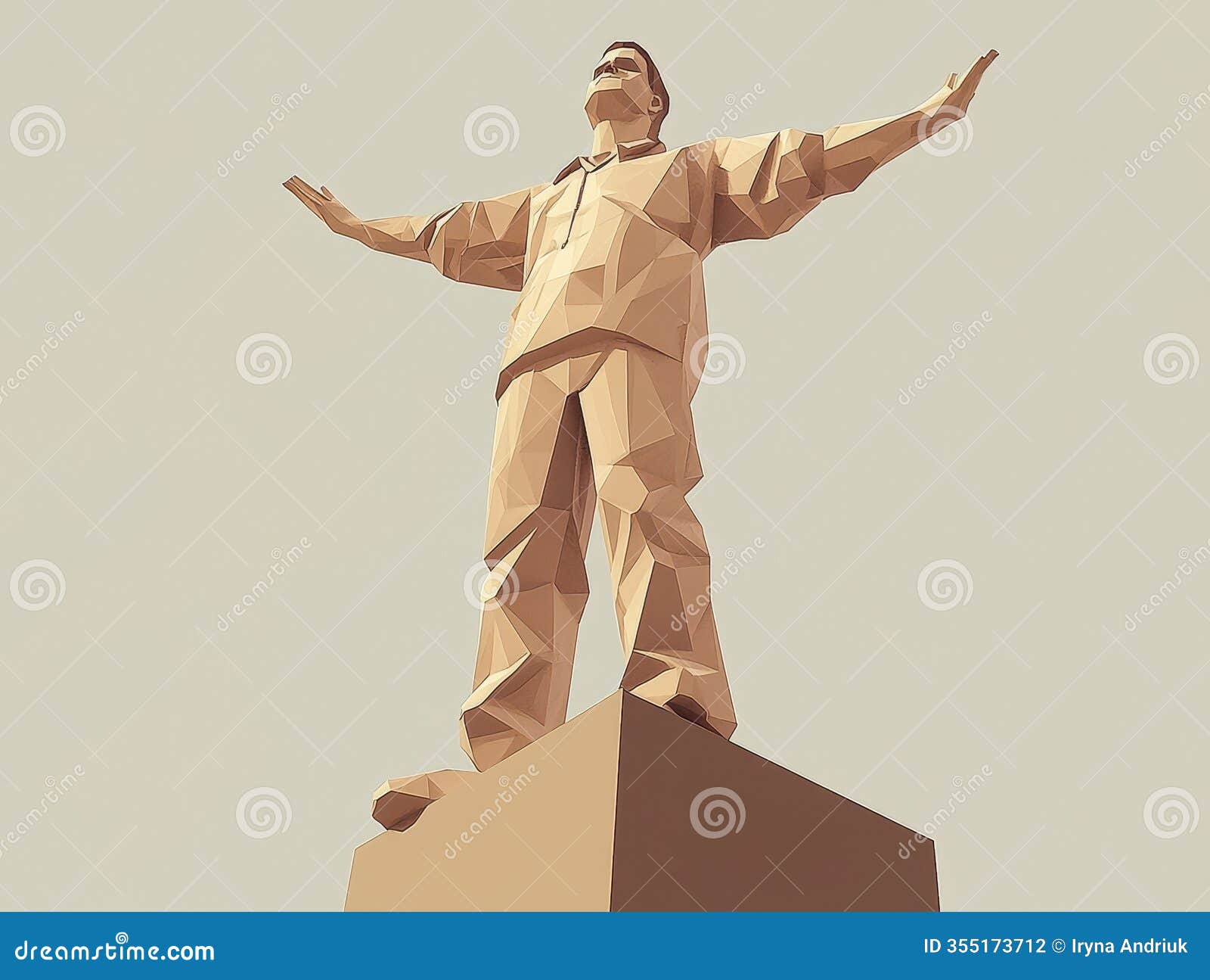 Low Polygon Man on the Top of the Mountain. Vector Illustration Stock ...