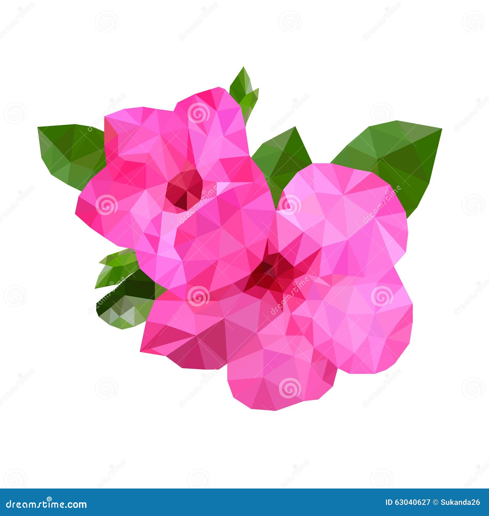 Art Polygon Pink Euphorbia Milii Flower Royalty-Free Stock Image ...