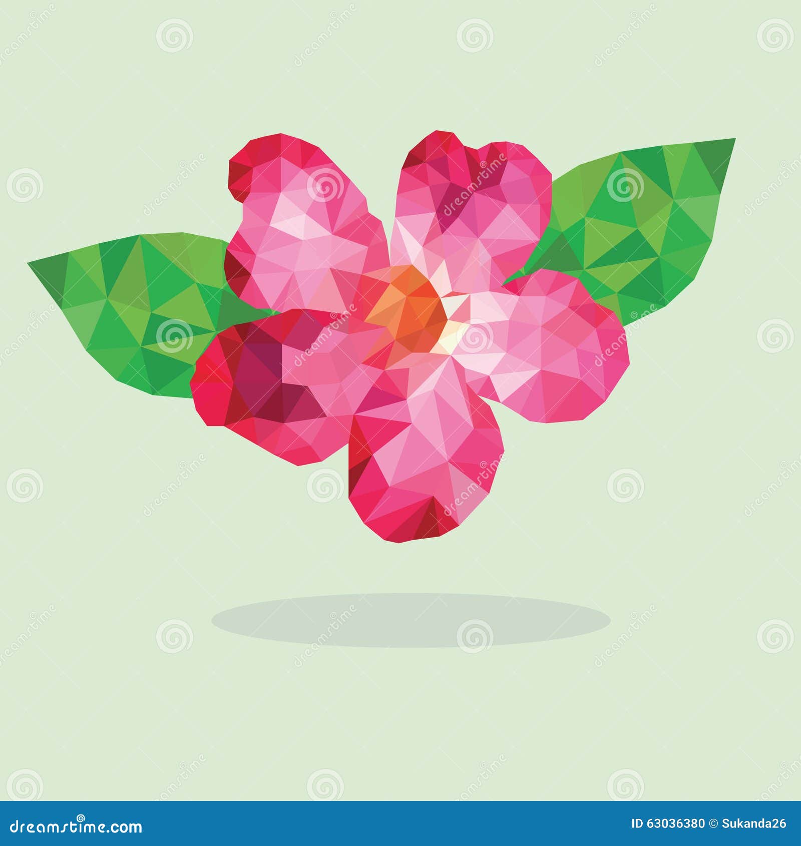 Art Polygon Pink Euphorbia Milii Flower Royalty-Free Stock Image ...