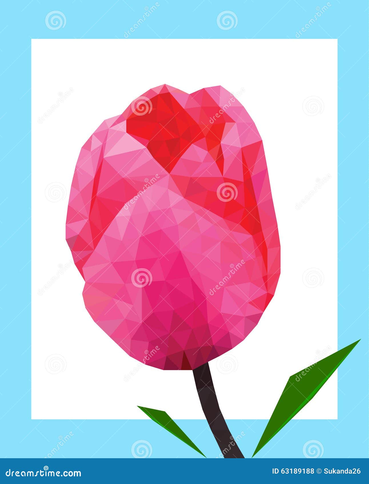 Art Polygon Pink Euphorbia Milii Flower Royalty-Free Stock Image ...