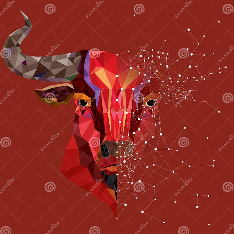 Red Bull Head with Geometric Pattern- Vector Illustration Stock Vector ...