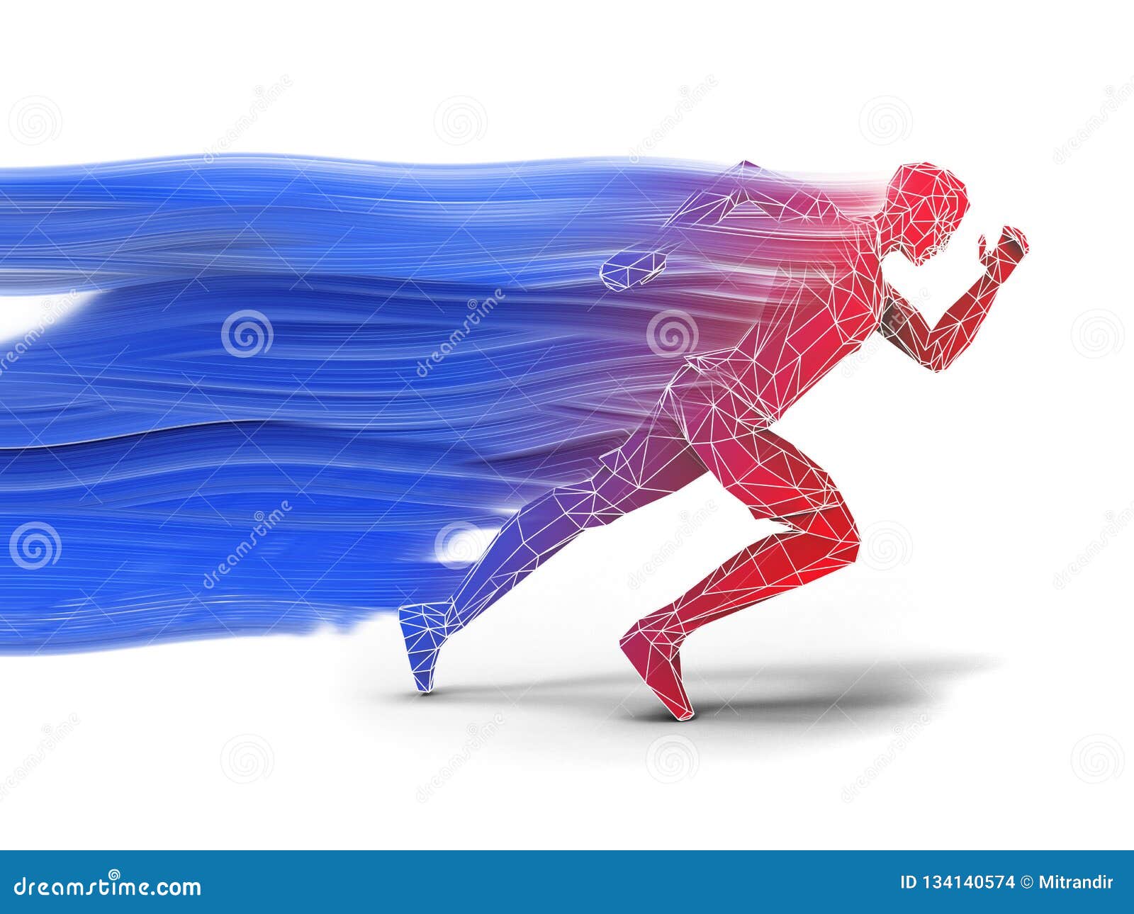 Low Polygon Running Man - Speed Motion Trail Stock Photography ...