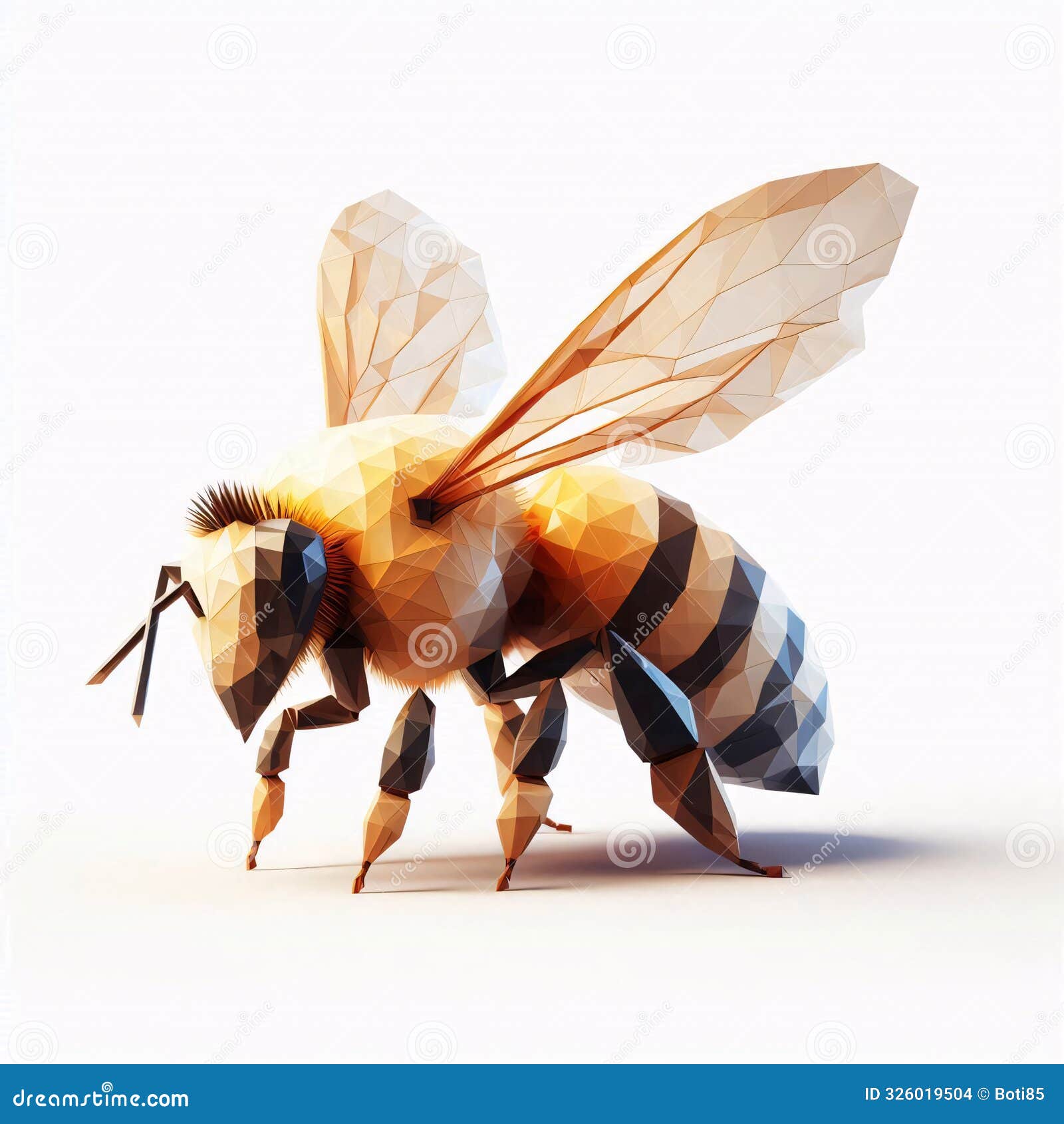 Low Polygon Style Illustrations of Bee Animal on a White Background ...