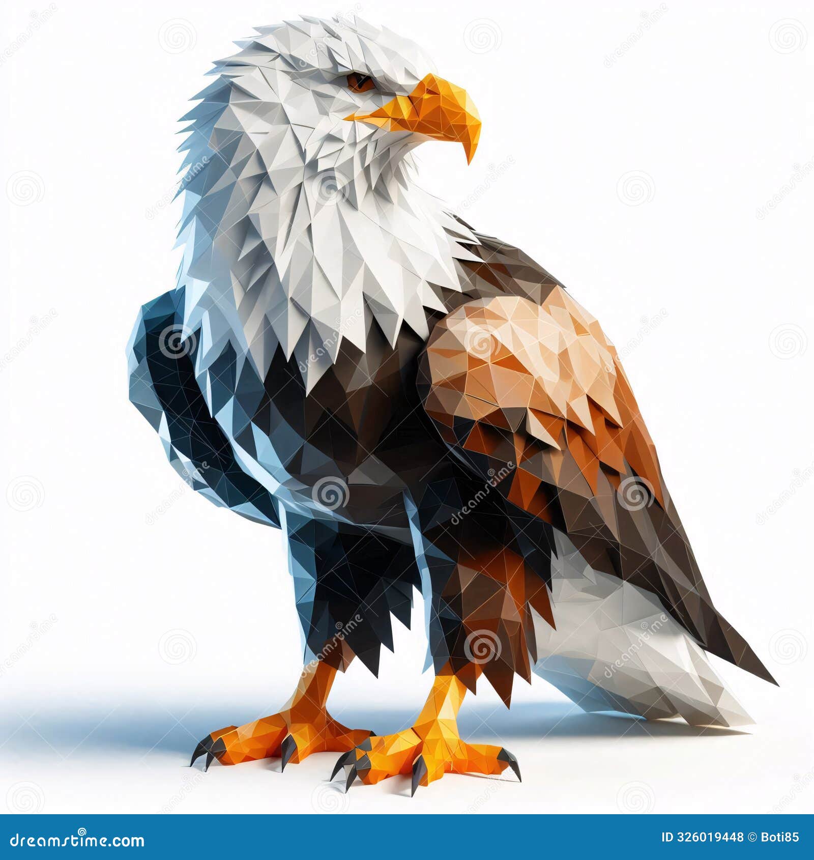 Low Polygon Style Illustrations of Eagle Animal on a White Background ...