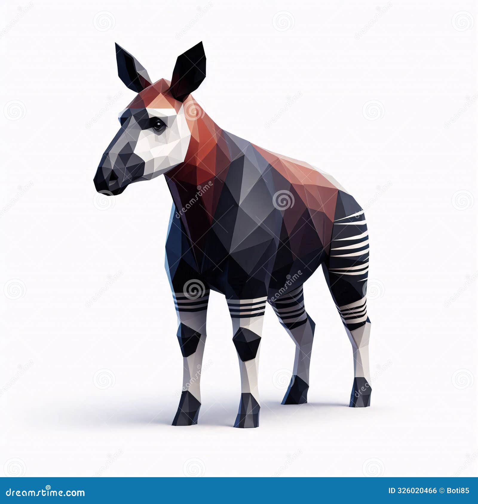 Low Polygon Style Illustrations of Okapi Animal on a White Background ...