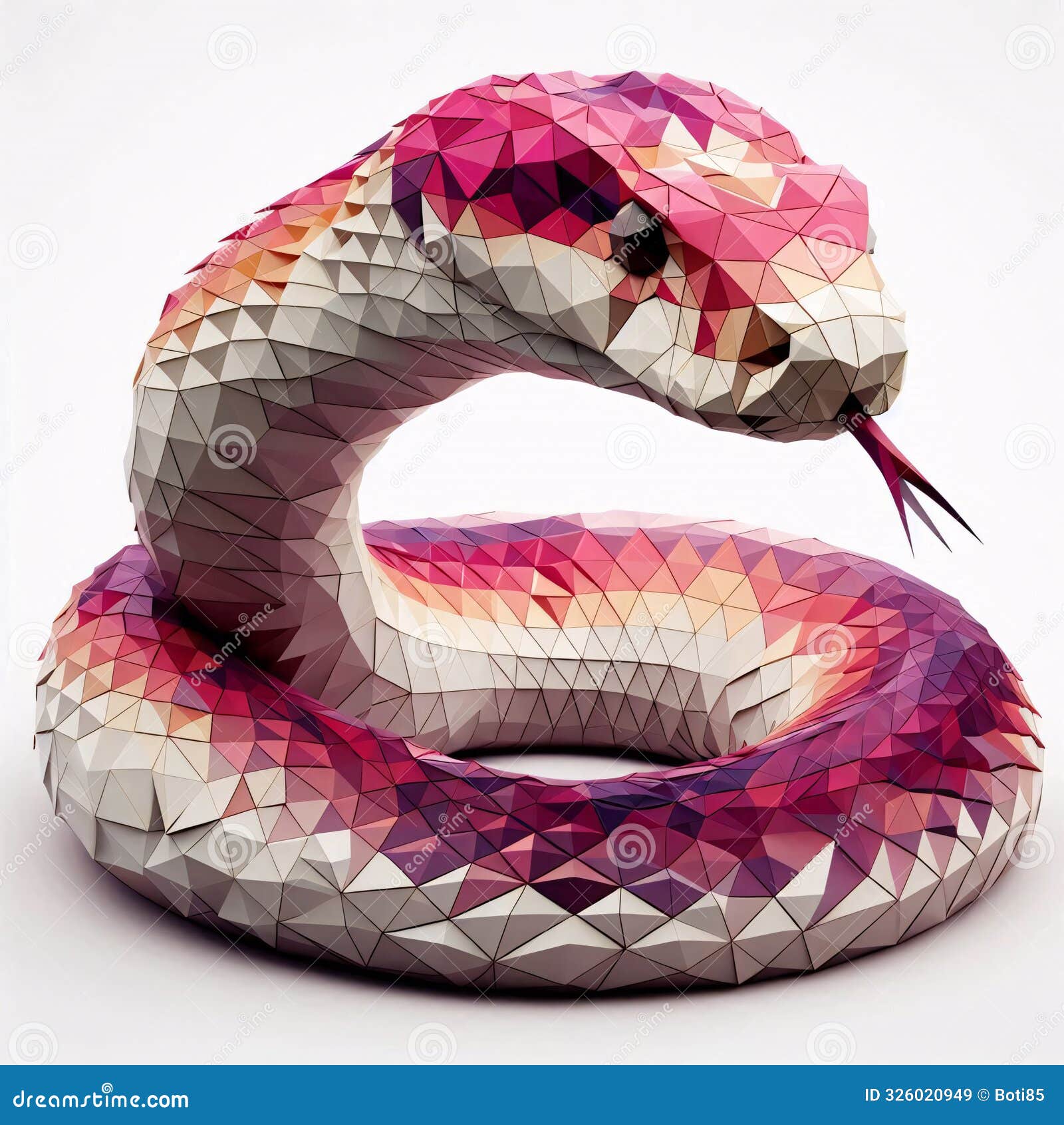 Low Polygon Style Illustrations of Snake Animal on a White Background ...