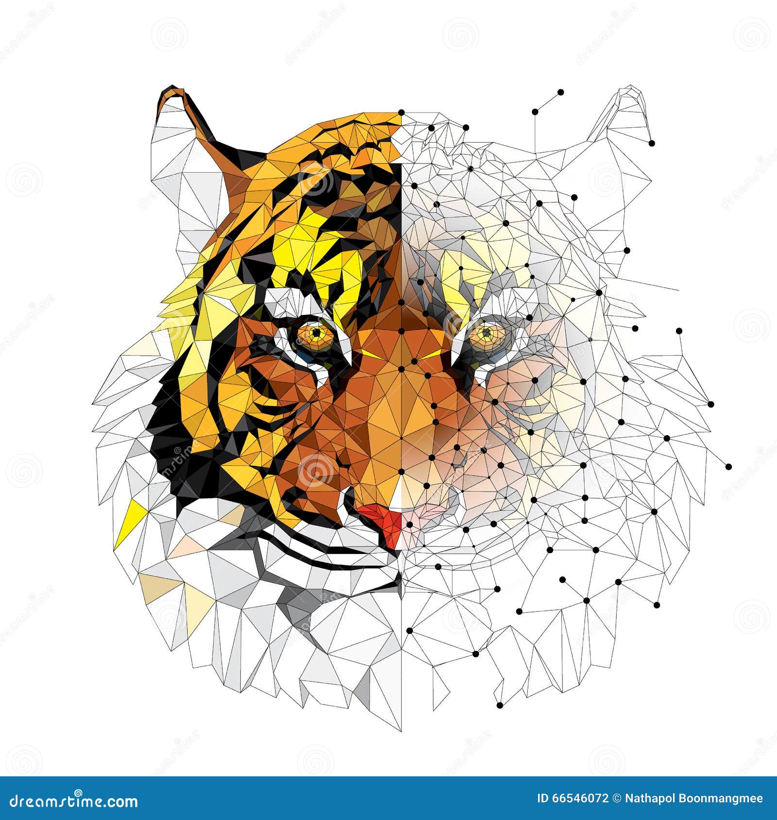 Tiger From Geometric Shapes, Cubism, Vector Tiger Gradient With ...