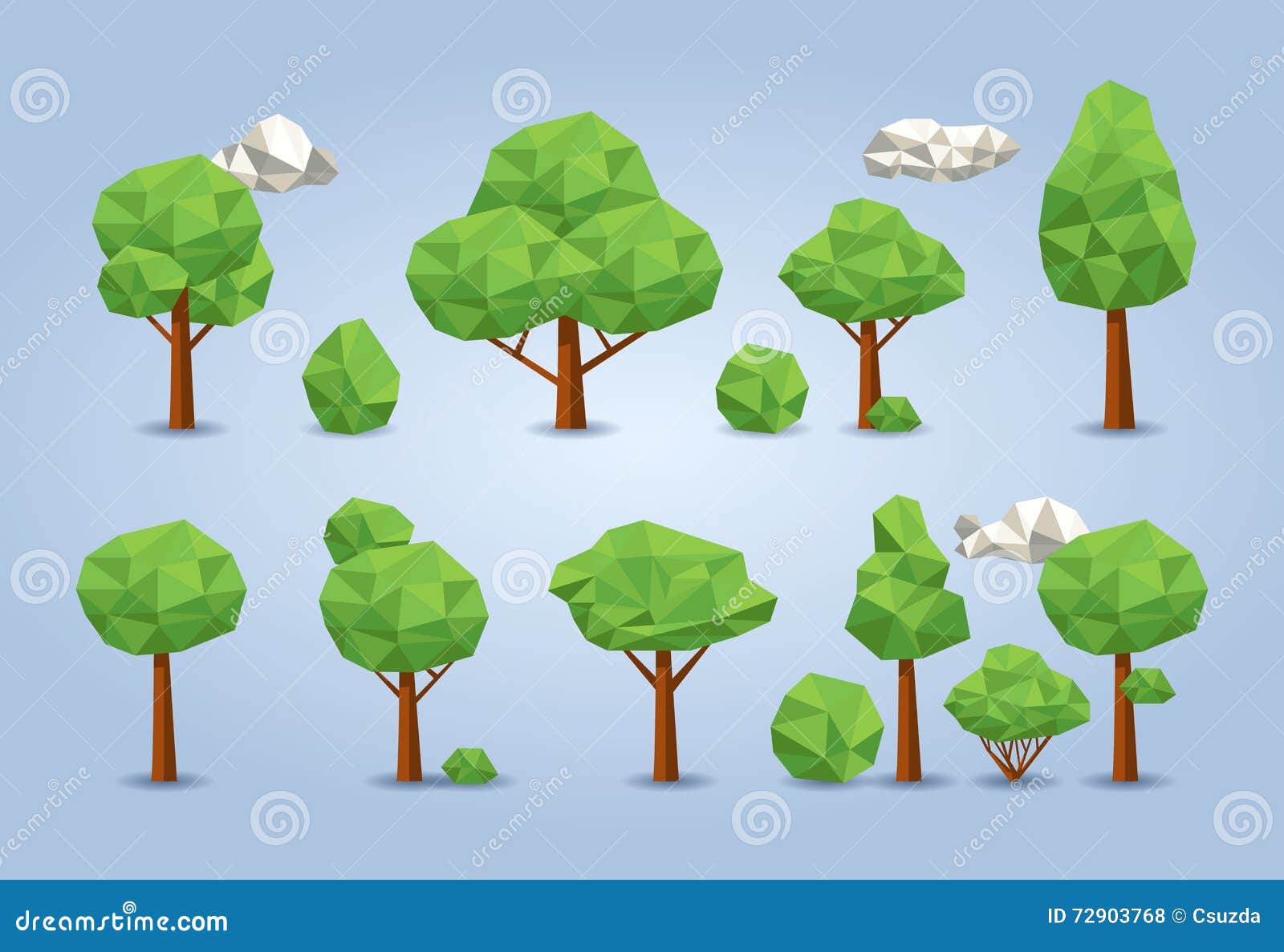Low polygon trees set stock vector. Illustration of growth - 72903768
