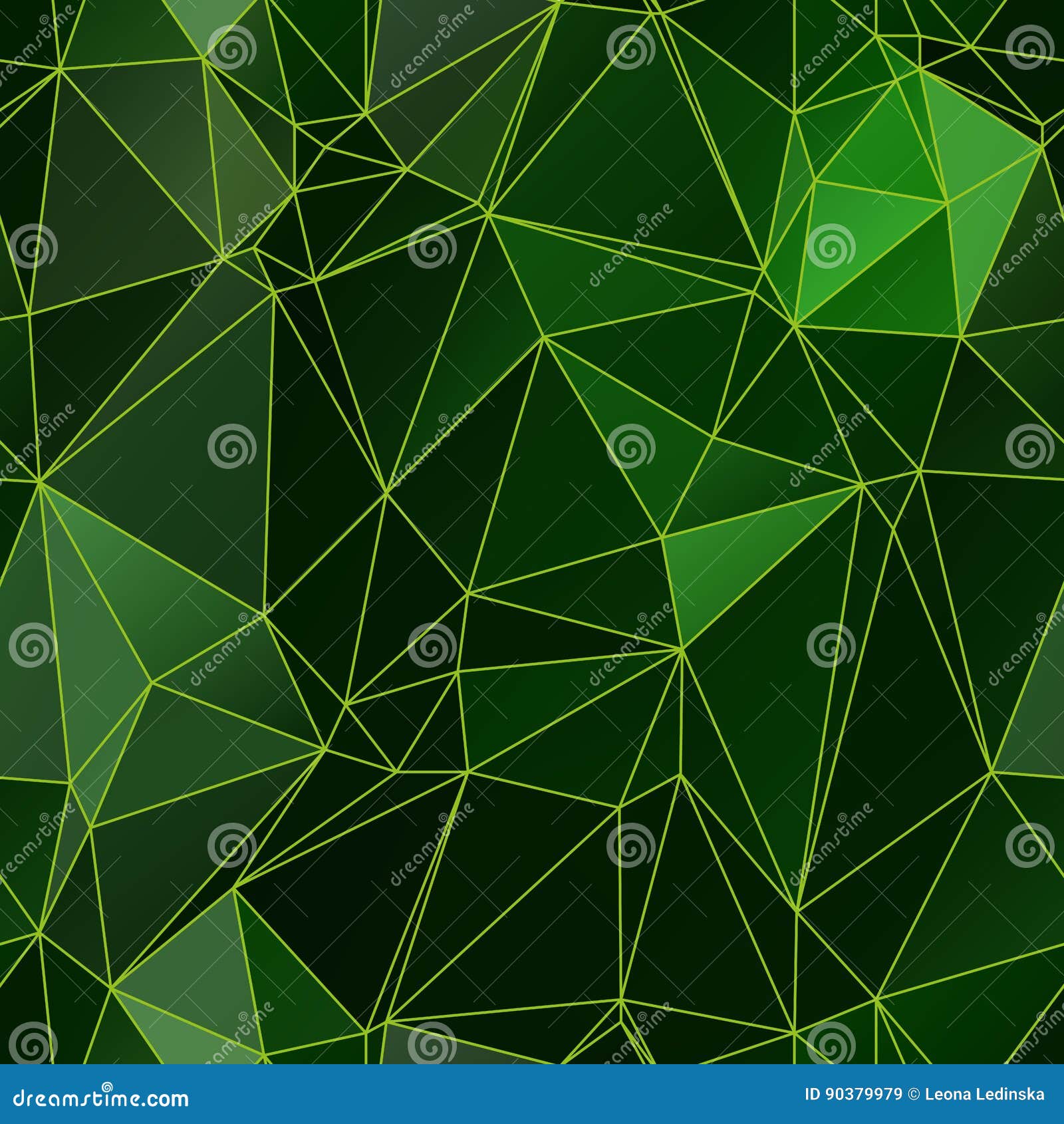Low Polygon Triangles Seamless Pattern in Green Colors Stock Vector ...