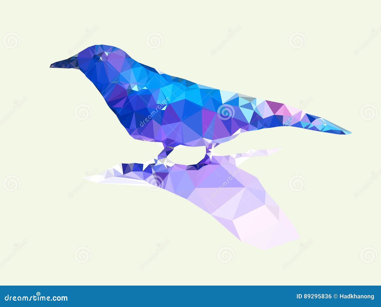 Low Polygonal of Blue Bird on Light Green Backgroud Stock Vector ...